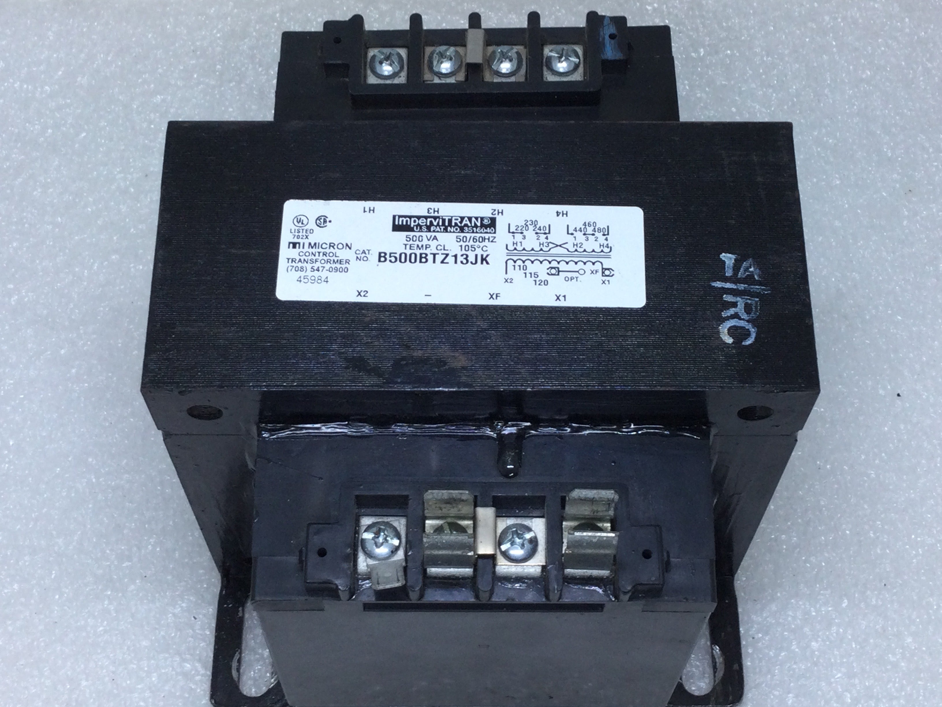 Impervitran/Micron Z13JK B500BTZ13JK Control Transformer 500 Amp 50/60