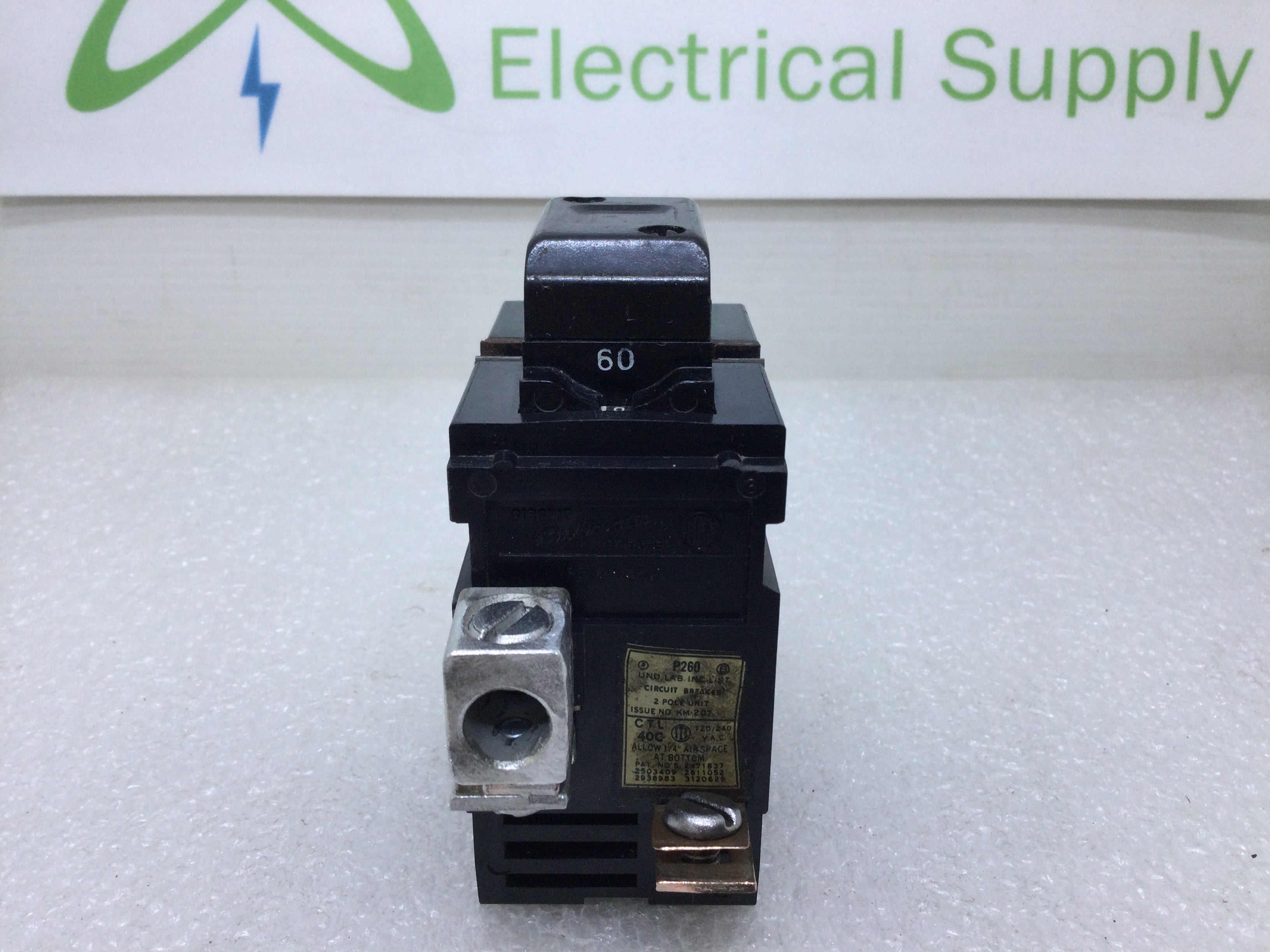 Pushmatic Bulldog P260 II260 60 Amp 2 Pole 120/240V Circuit Breaker