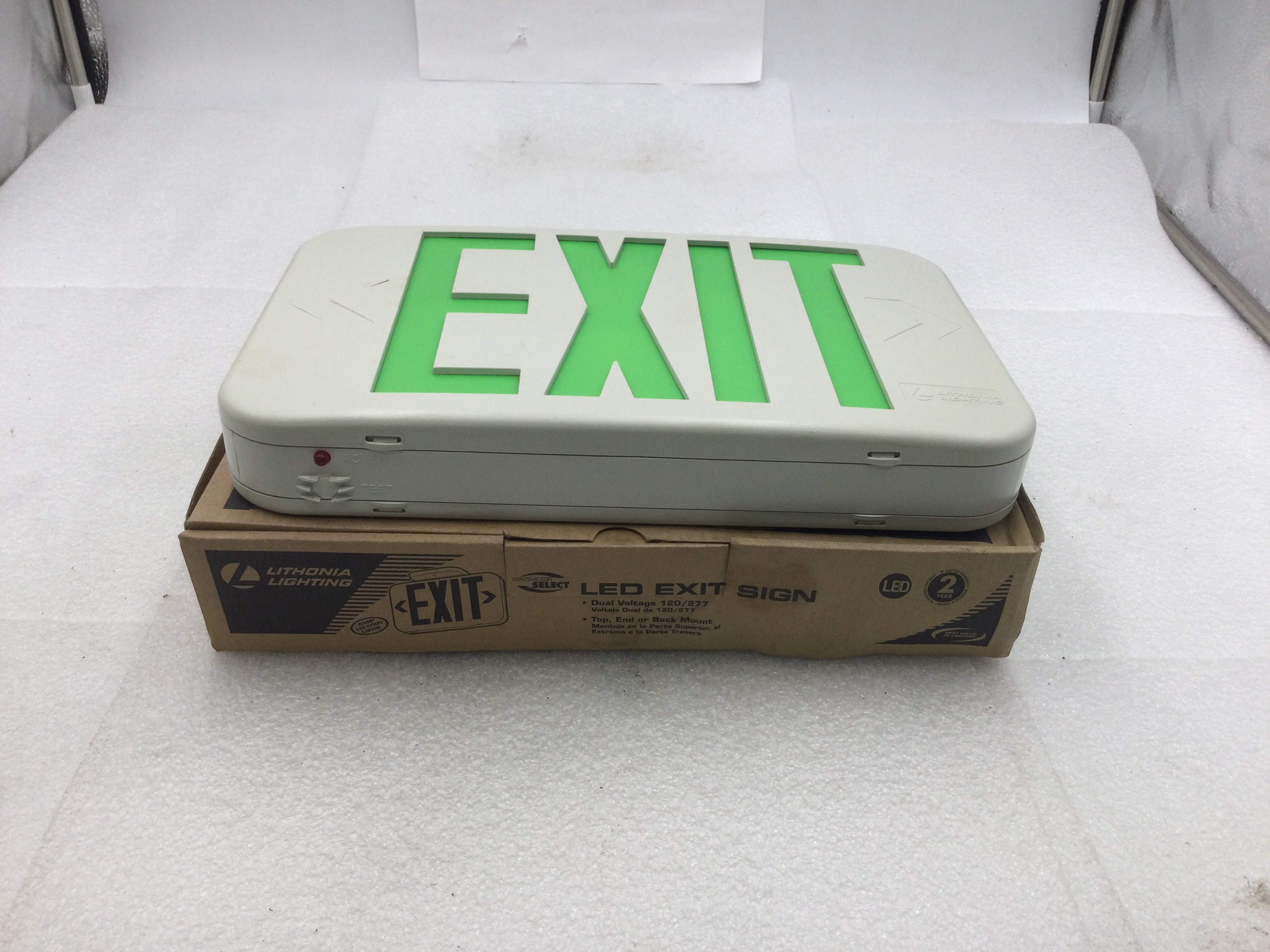 Lithonia Lighting Green EXG LED M6 LED Exit Sign Top, End or Back Moun