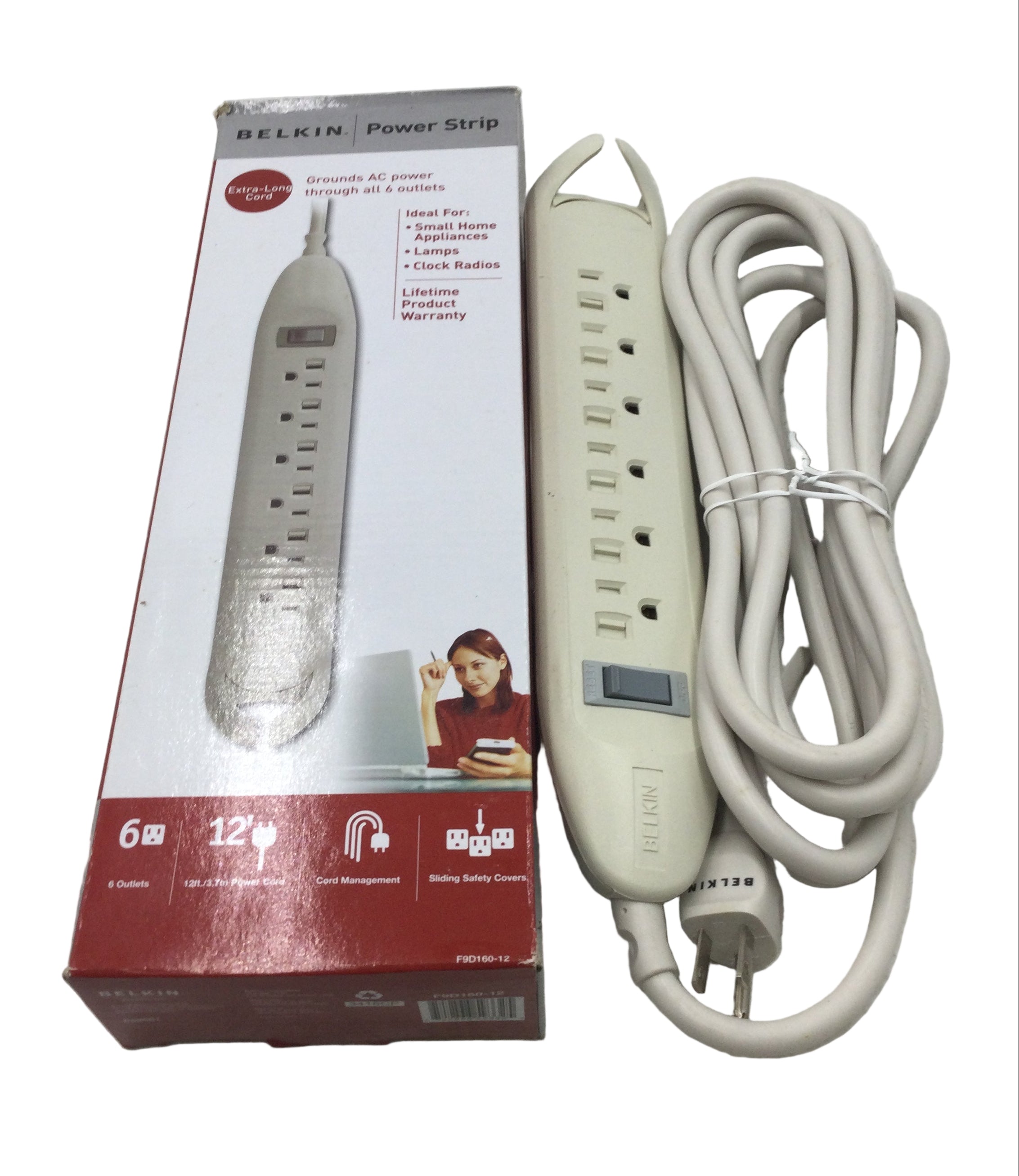 Belkin F9D160-12 6 Outlet Power Strip w/Power Switch and Resettable 15