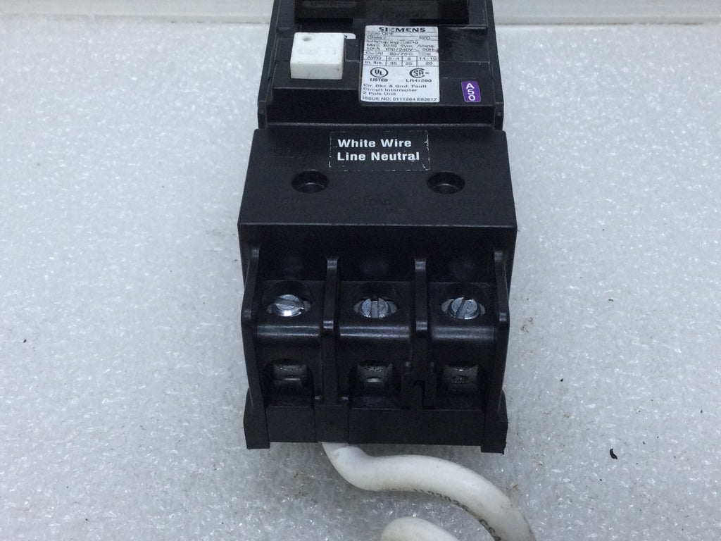 Siemens QF250A 50 Amp 2 Pole 120/240V Type QPF Plug on GFCI GFI Ground