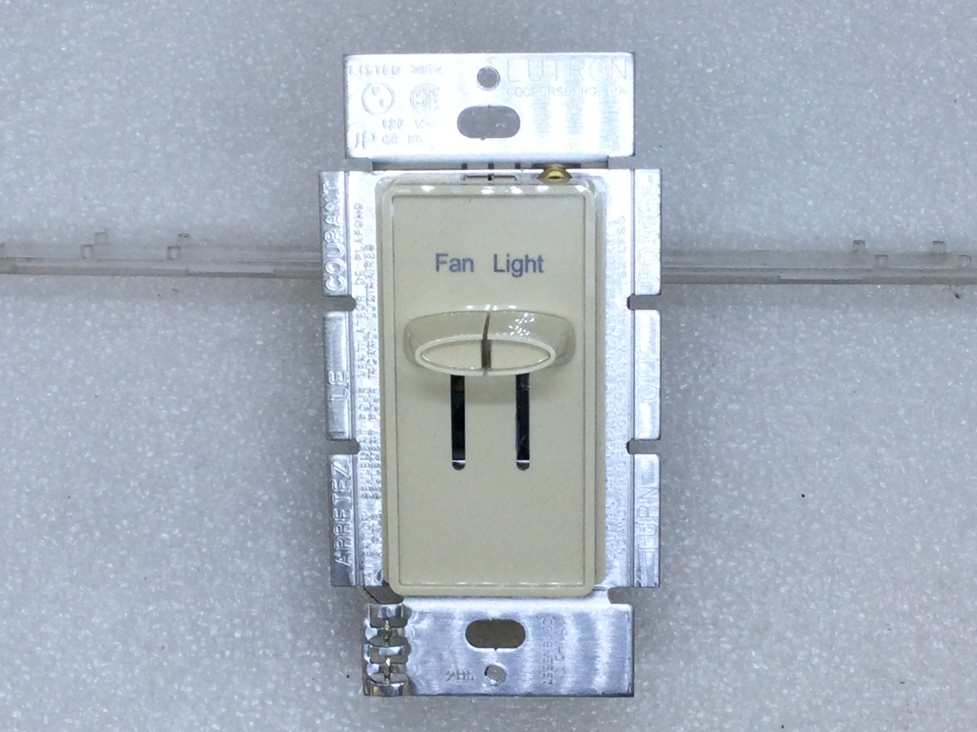Lutron S2-LFSQ-IV Ivory Dual Single Pole Slide Dimmer Switch 300w/Fan