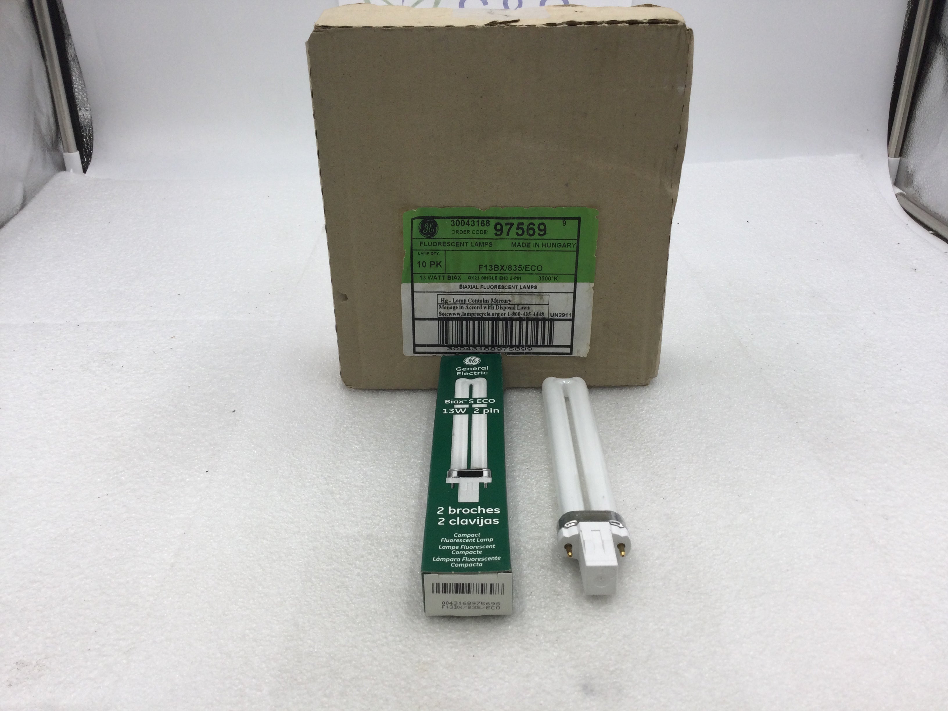 General Electric F13BX/835/ECO 13W 2-Pin 3500K Fluorescent Lamp Pack