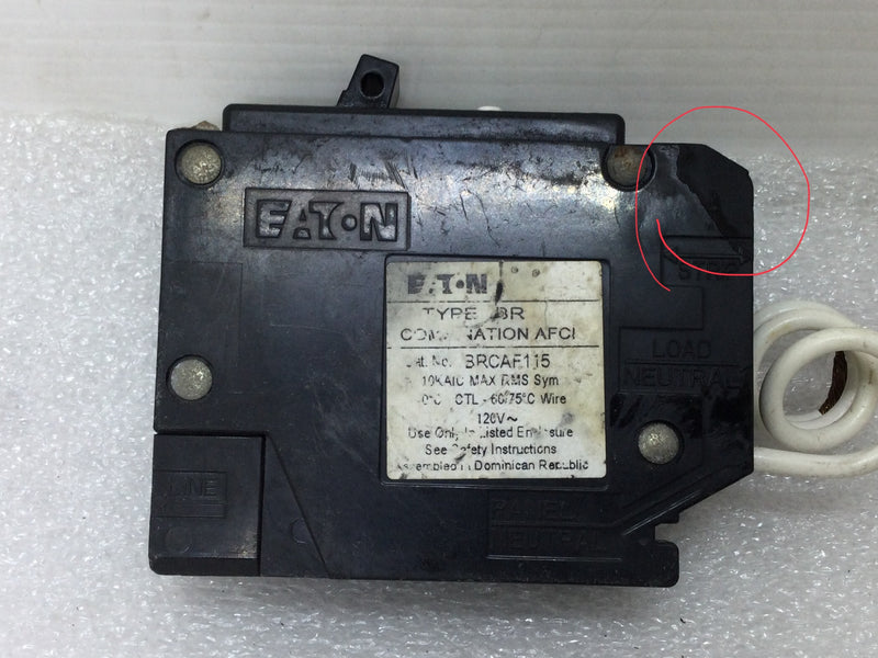 Eaton/Cutler-Hammer BRCAF115 Arc Fault/AFCI Circuit Breaker 15 Amp Sin