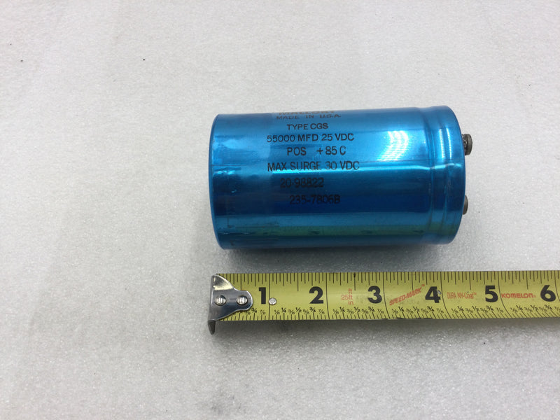 Mallory 235-7806B Type CGS 55000MFD 25 VDC POS + 85C Computer Grade Ca