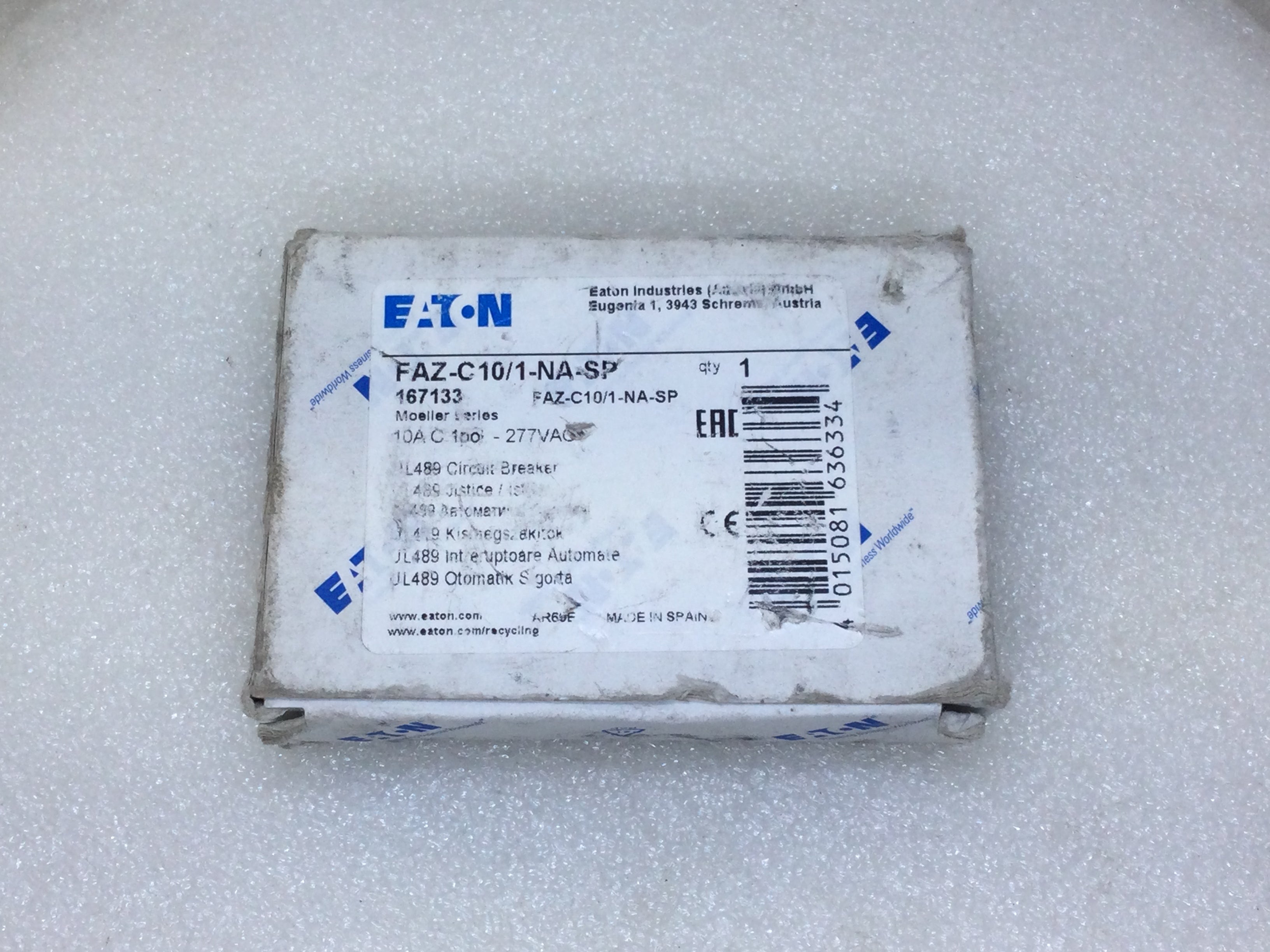 Eaton FAZ-C10/1-NA-SP 10 Amp 1 Pole 240V Circuit Breaker