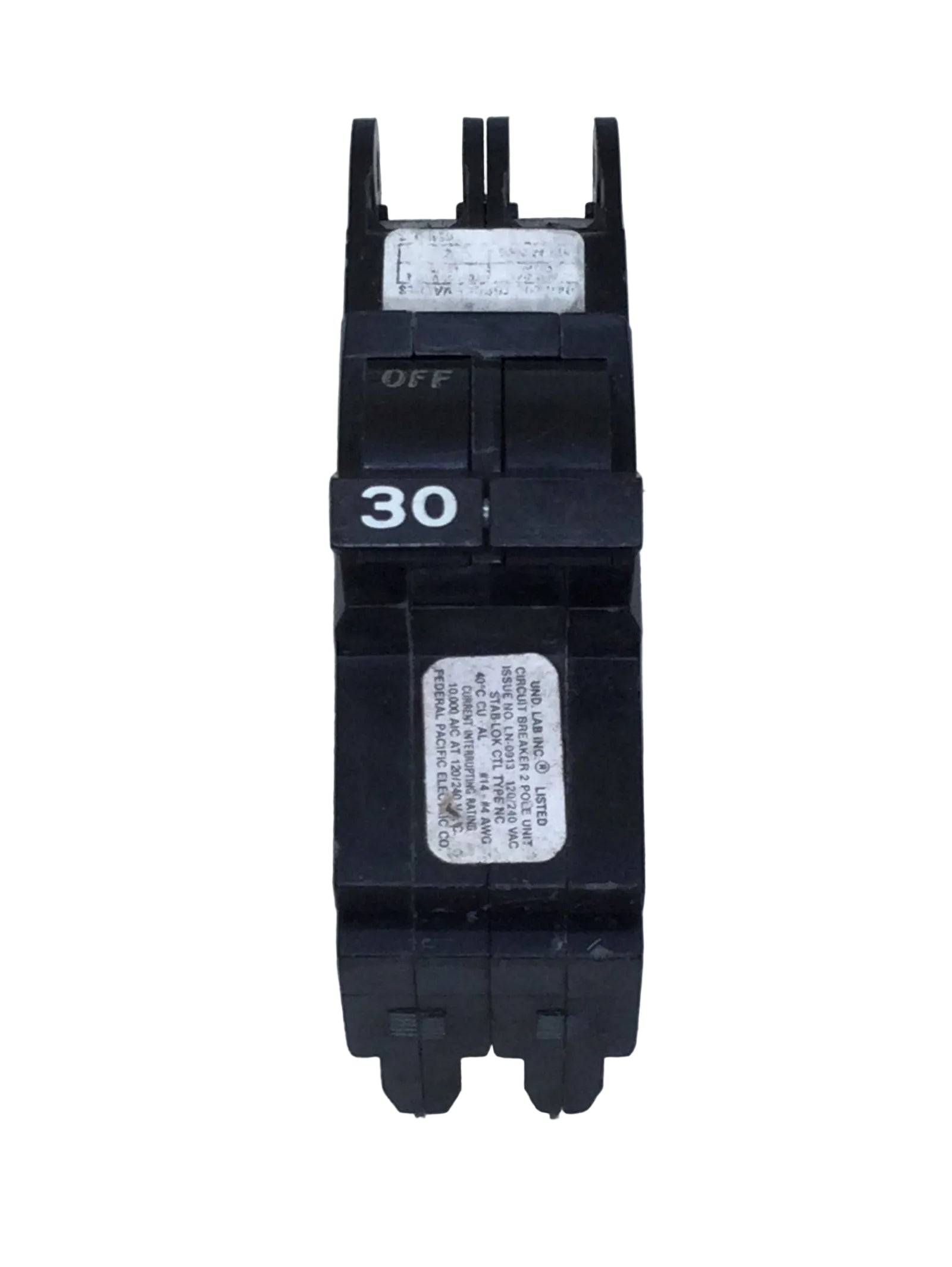 FPE NC230 30 Amp 2 Pole 120/240V Circuit Breaker - Black Handle