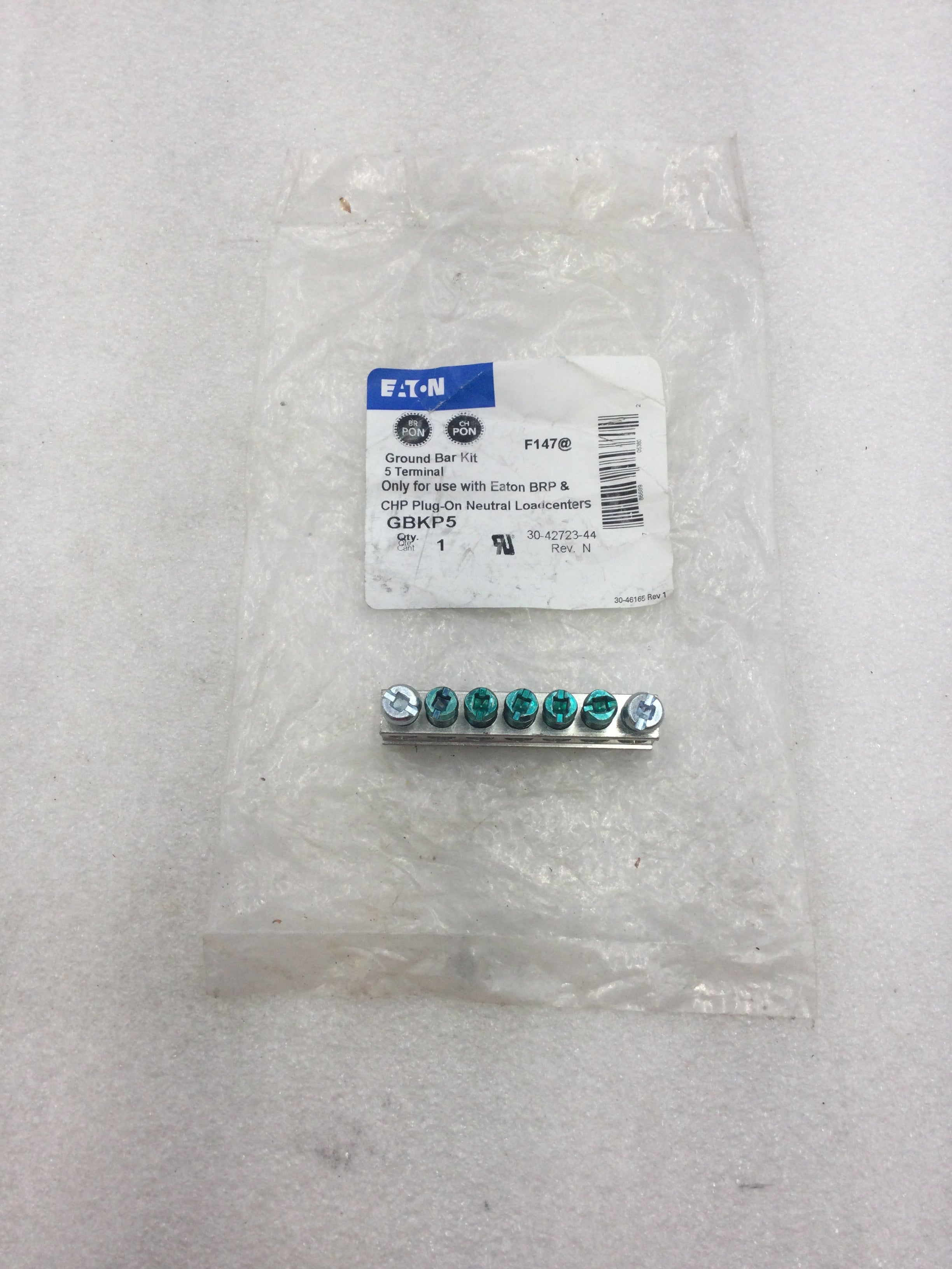 Eaton GBKP5 5 Terminal Ground Bar Kit for Eaton BRP & CHP Plug-On Neut