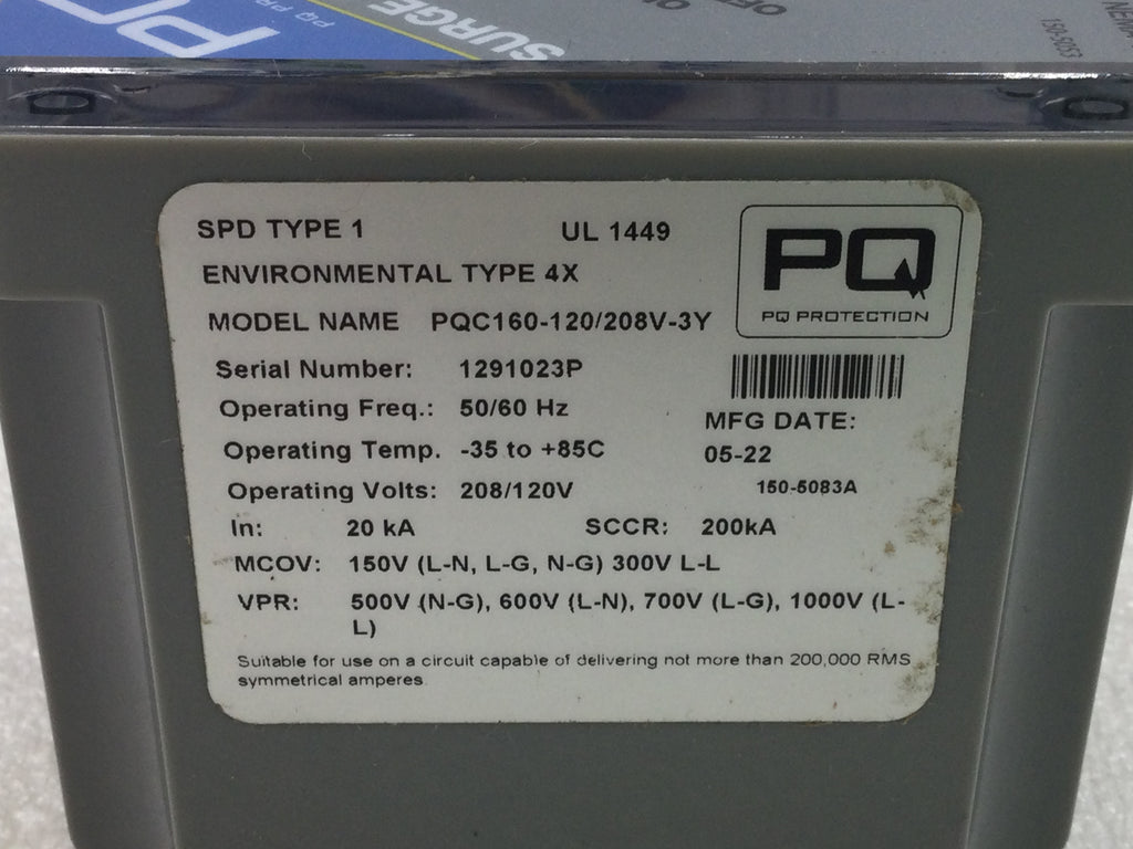 PQ Protection PQC160-120/208V 3 Phase Surge Protection Device 5" x 3 1