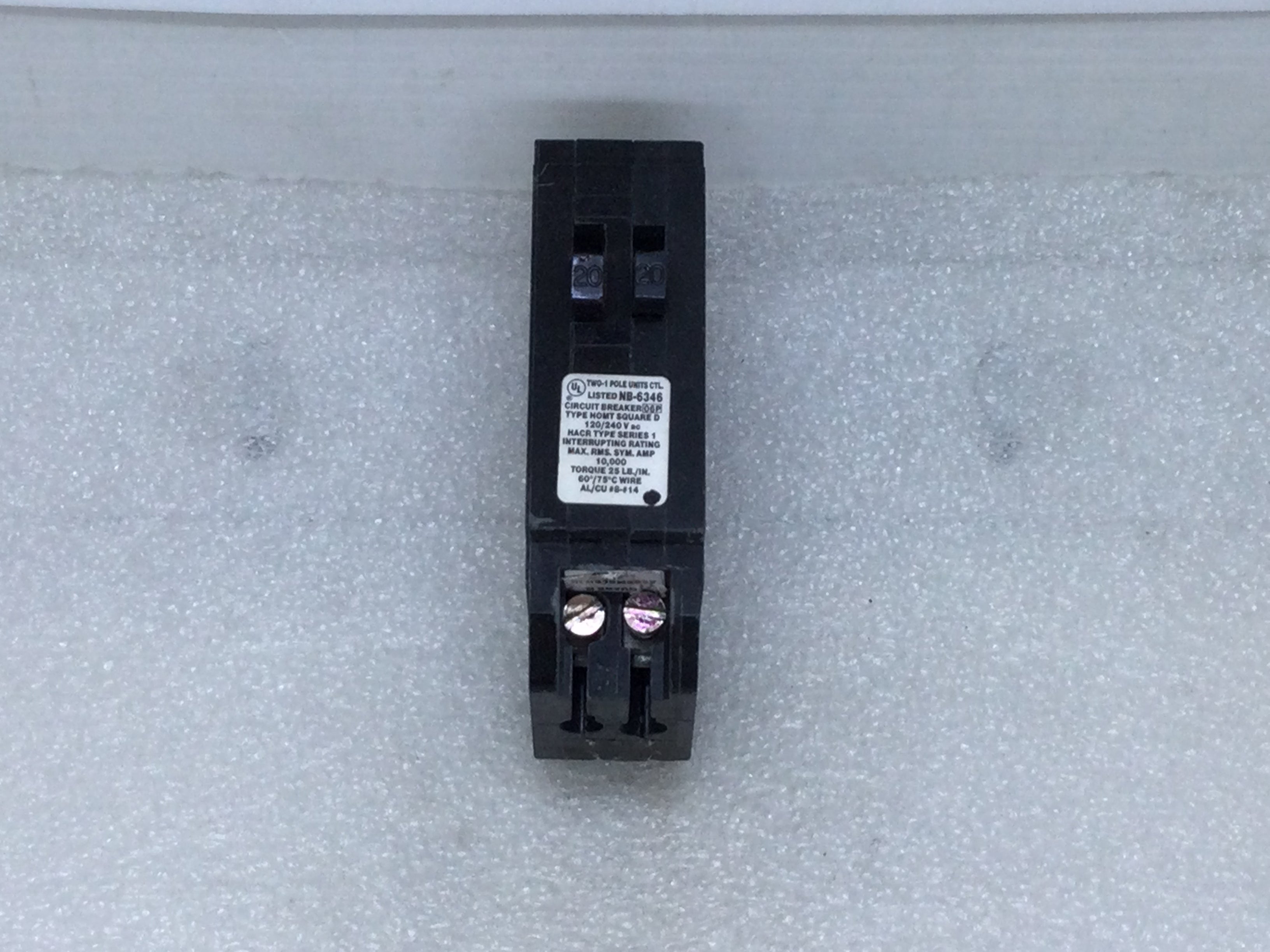 Square D HOMT2020 20 Amp 1 Pole 120/240V Tandem Circuit Breaker - Whit