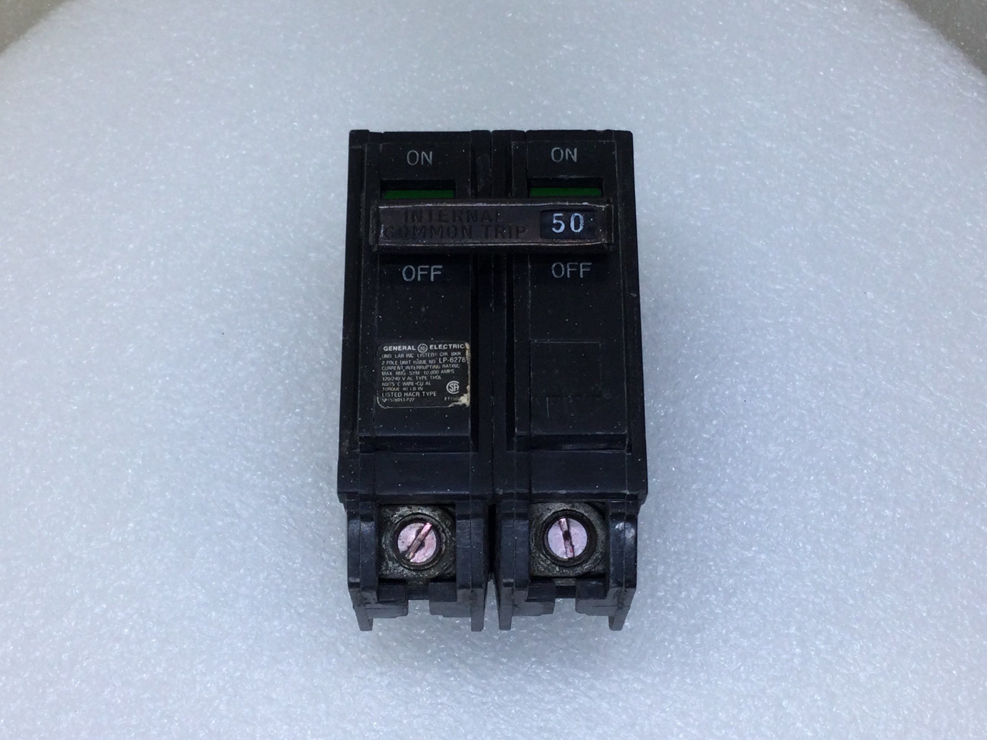 General Electric THQL2150 50 Amp 2 Pole 120/240V Circuit Breaker - Old