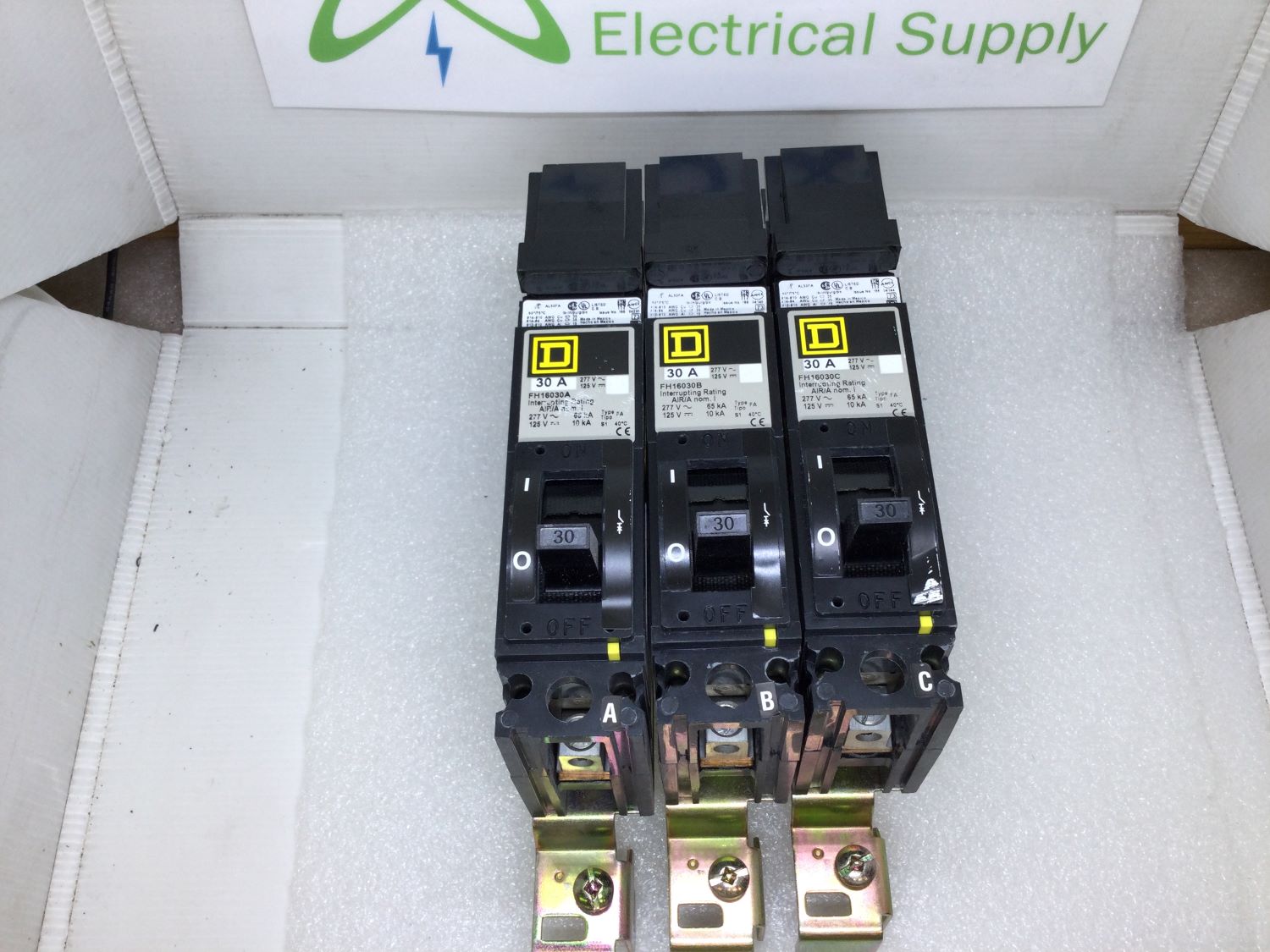 Square D FH16030A,B,C Single Pole 30 Amp 277VAC 65kAIC Type FH I-Line