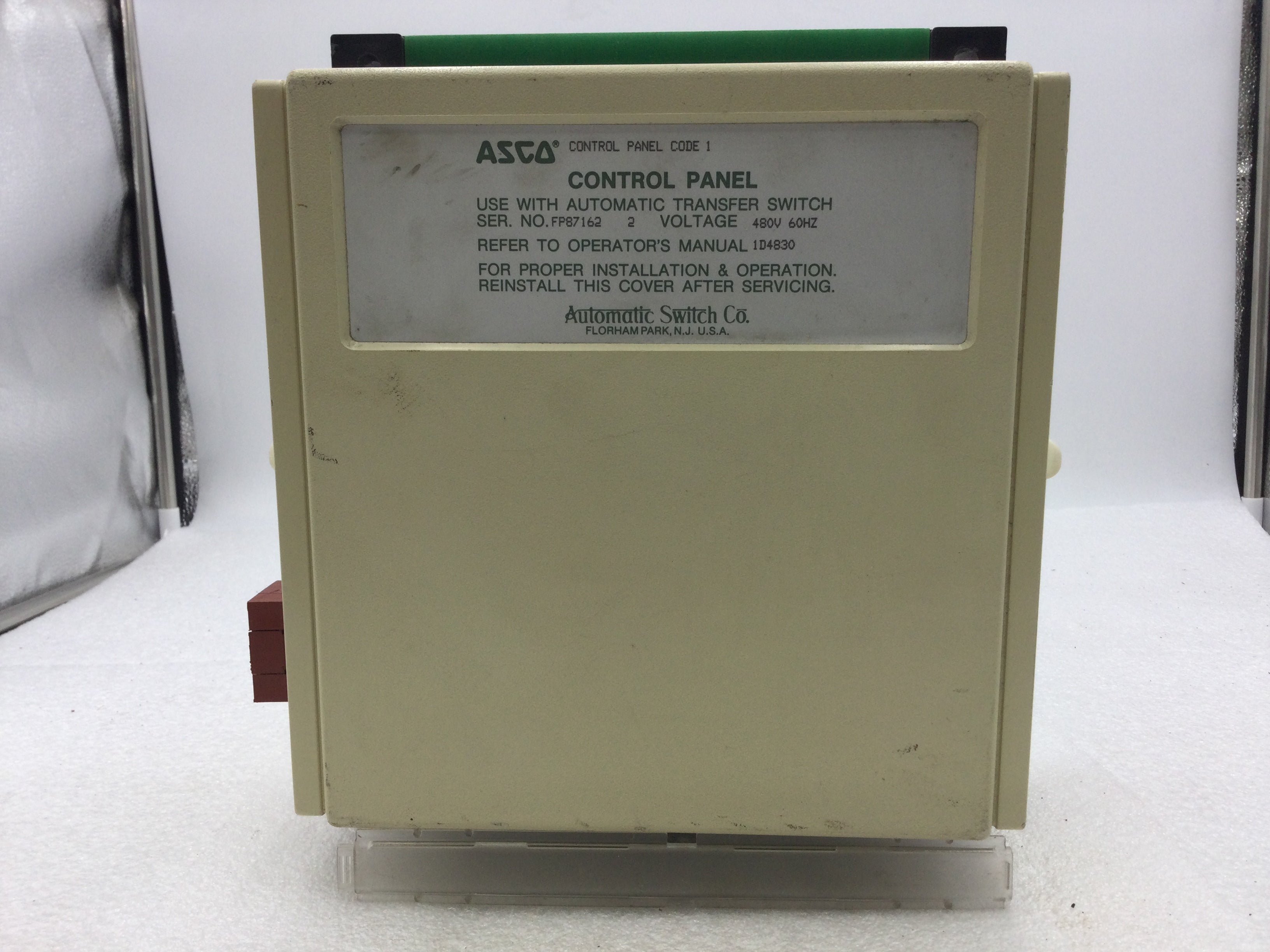 ASCO Control Panel Code 1 for Automatic Transfer Switch 480 VAC 60 Hz