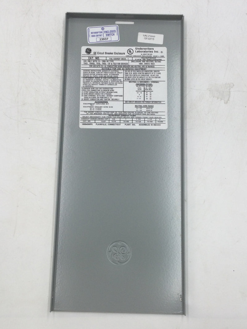 GE General Electric TQL100REP 100 Amp 240Vac Type 3R Cover Only 16 3/4