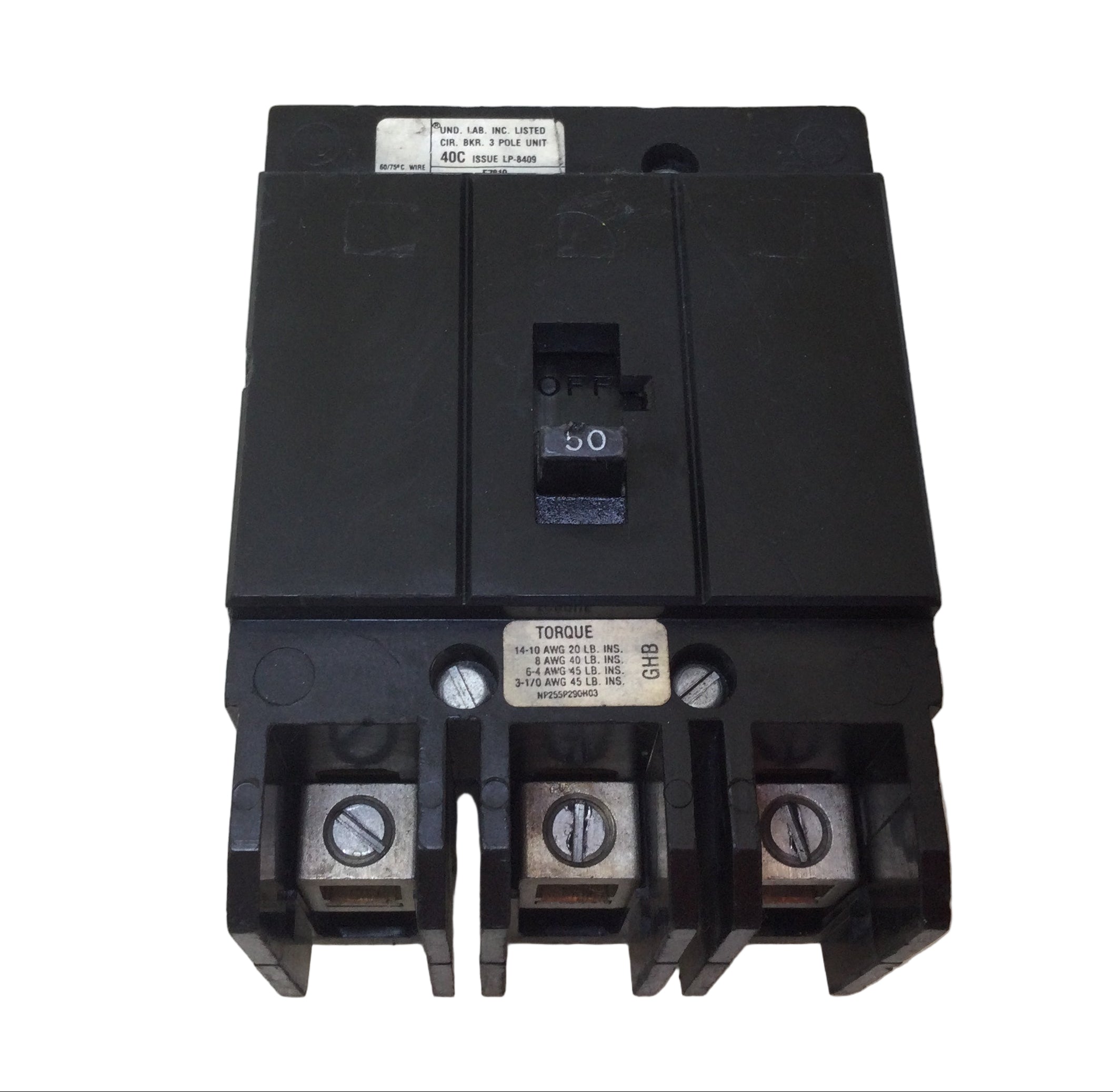 Westinghouse GHB3050 50 Amp 3 Pole 277/480V Circuit Breaker