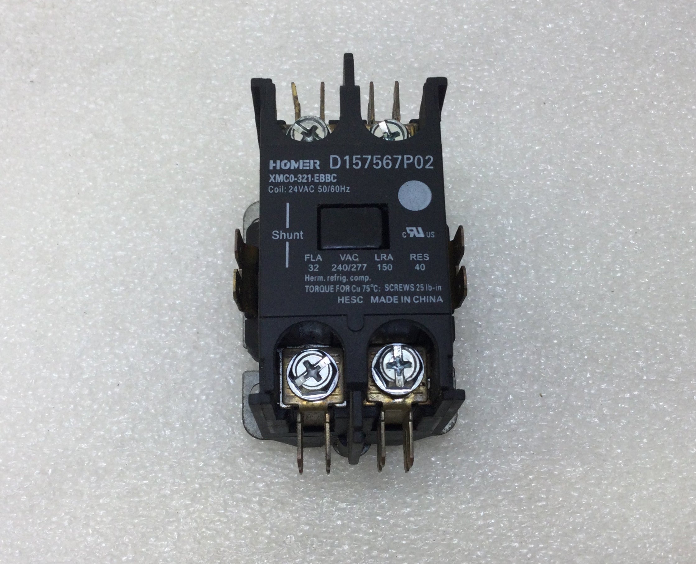 Homer D157567P02 Single Pole 24vac Coil 40 Amp 240/277v HVAC Contactor