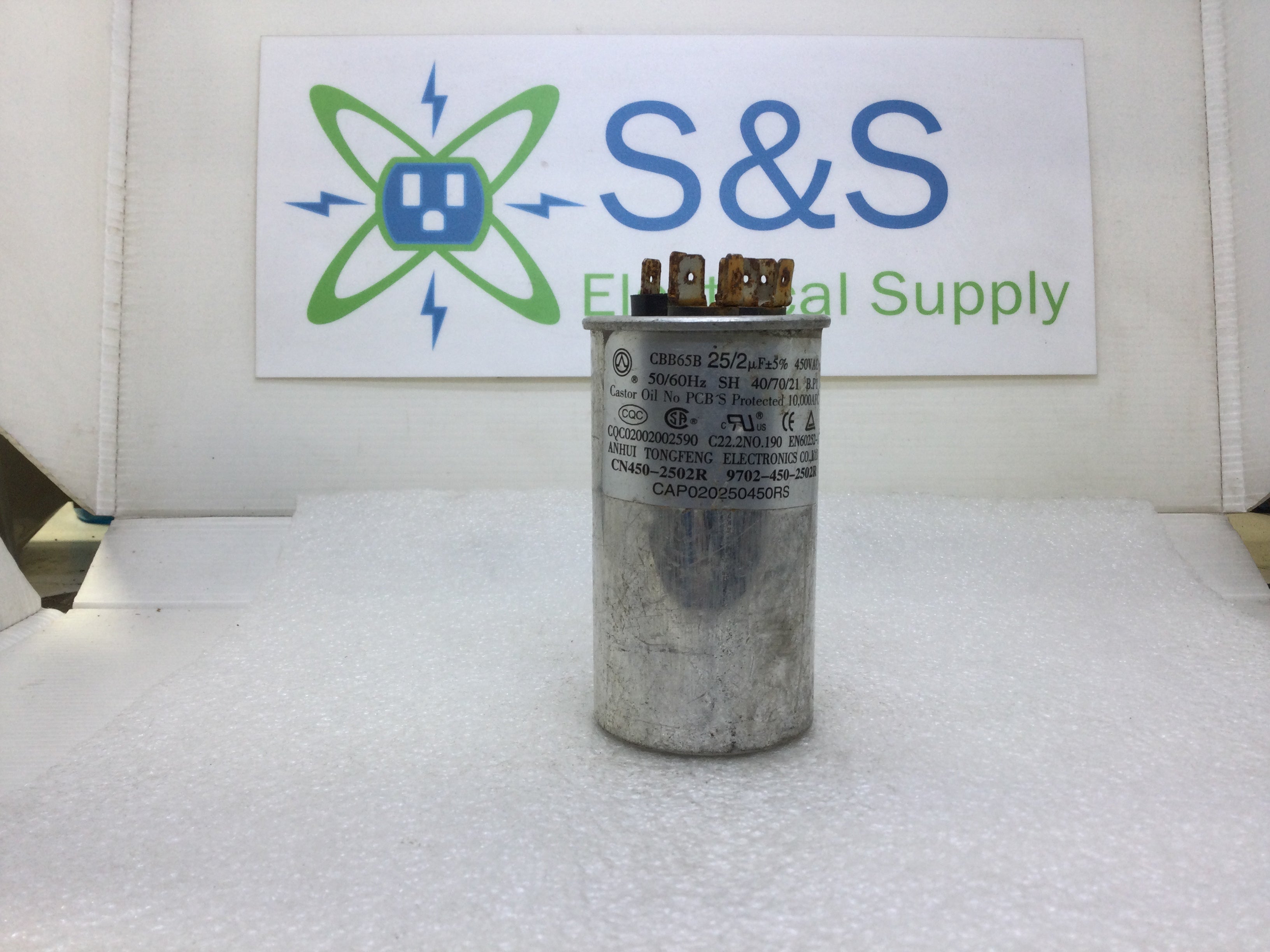Capacitor CBB65B 25/2uf +/- 5% 440 VAC 50/60hz 40/70/21 10,000 AFC