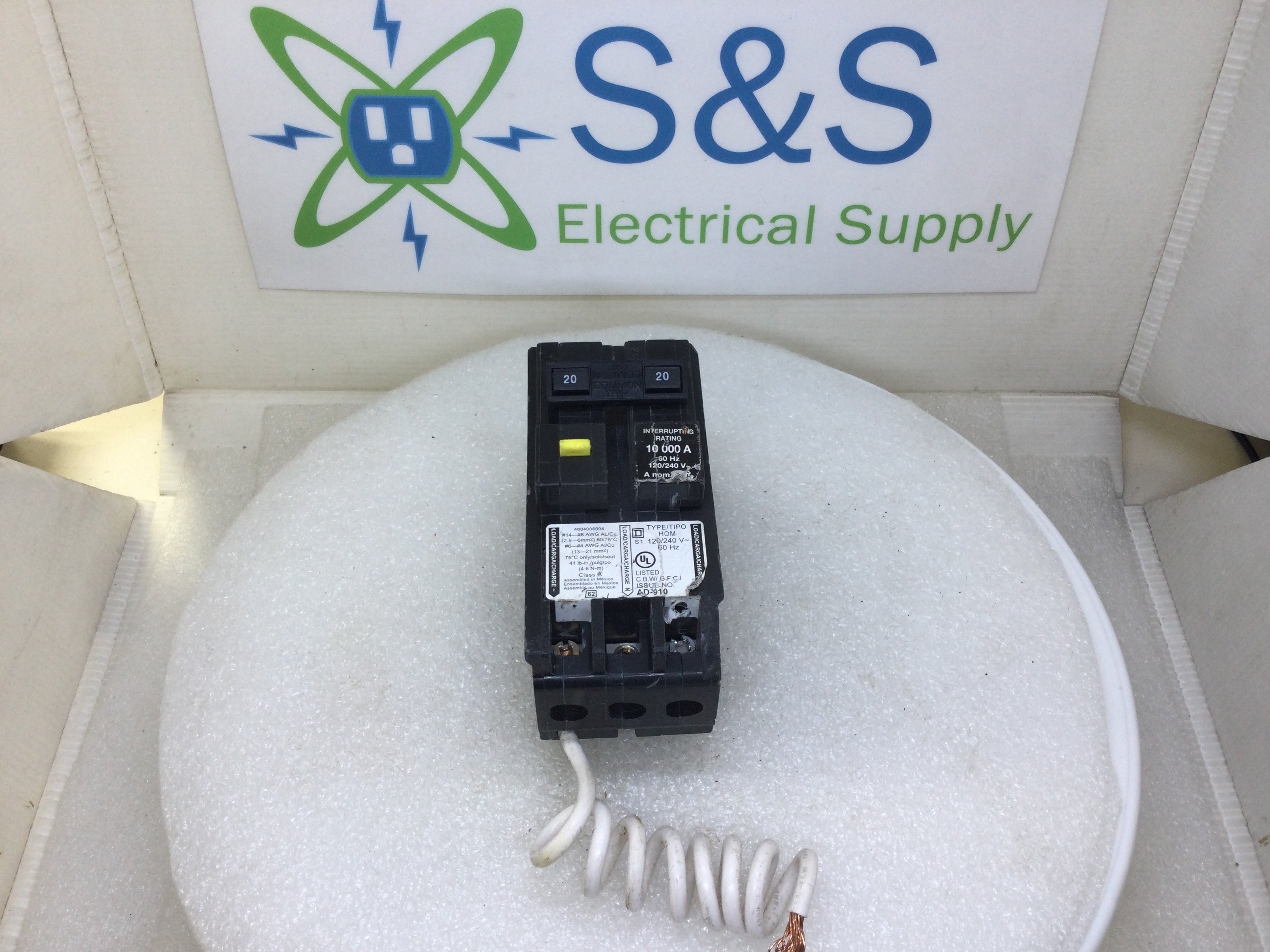 Square D HOM220GFCI 20 Amp 2 Pole 120/240V GFCI Circuit Breaker - Flaw