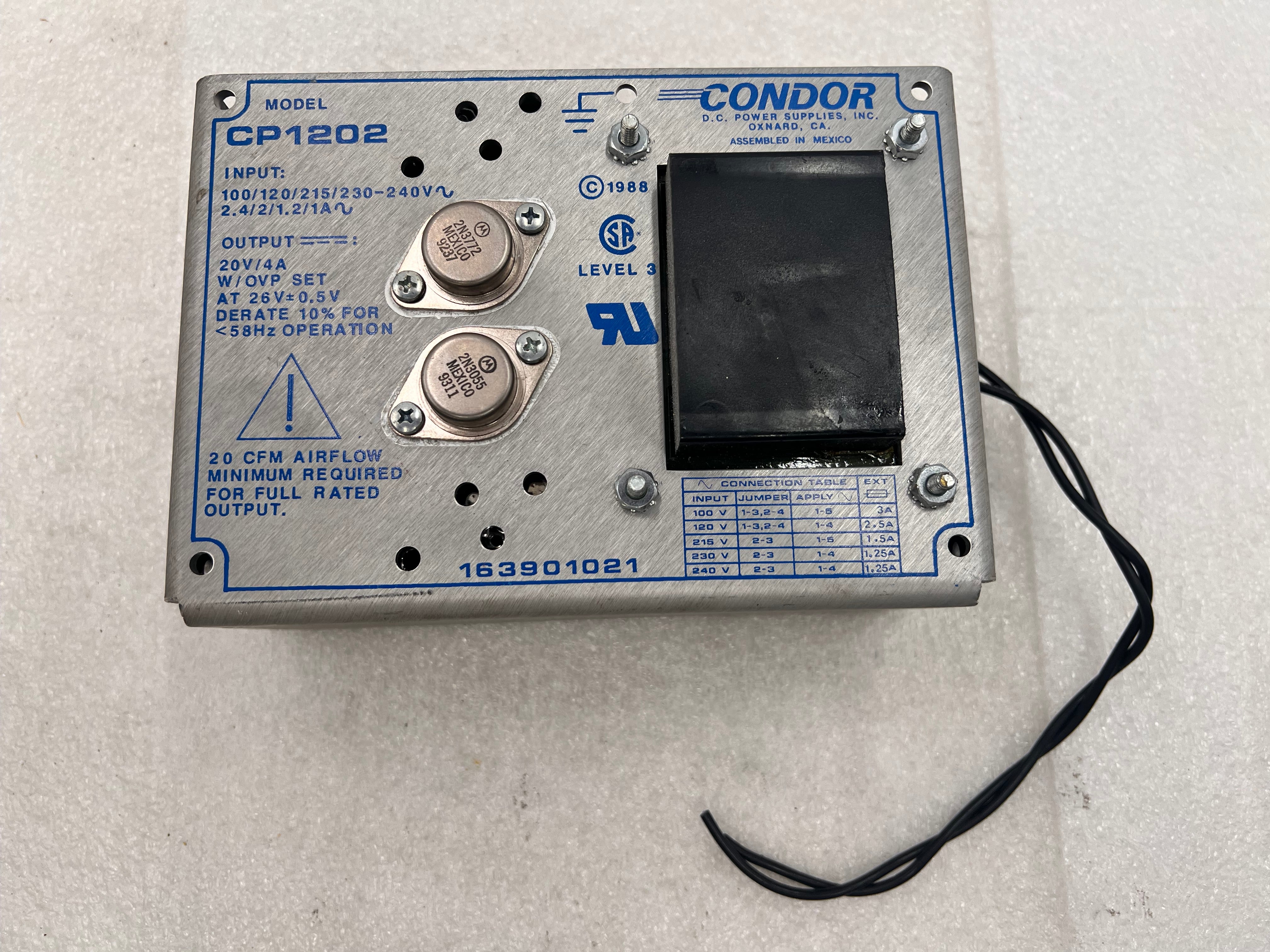 Condor CP1202 Power Supply IN: 100/120/220/230/240vac 2.4/2/1.2/1A OUT