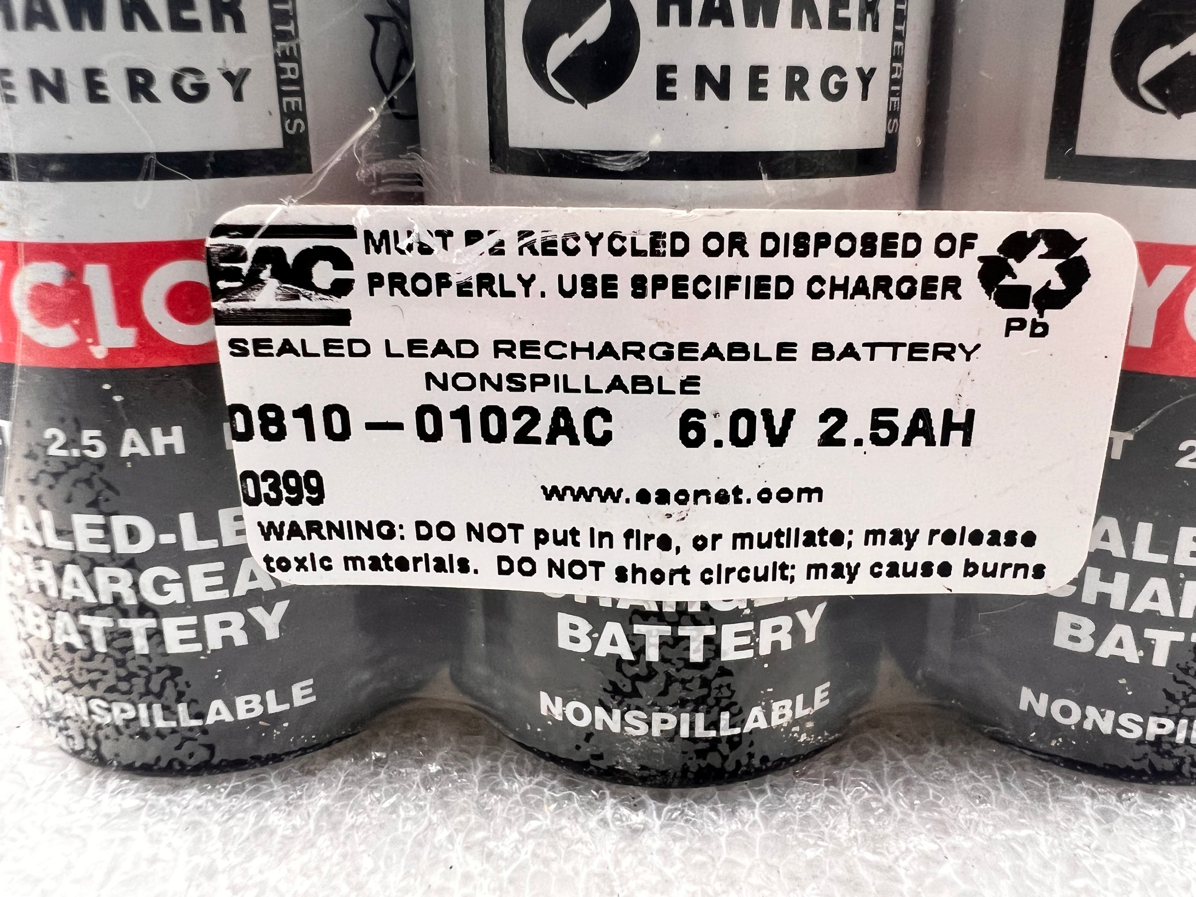 Enersys Cyclon-Hawker Energy 0810-0102 6 Volt 2.5 AH 1x3 D Cell Batter