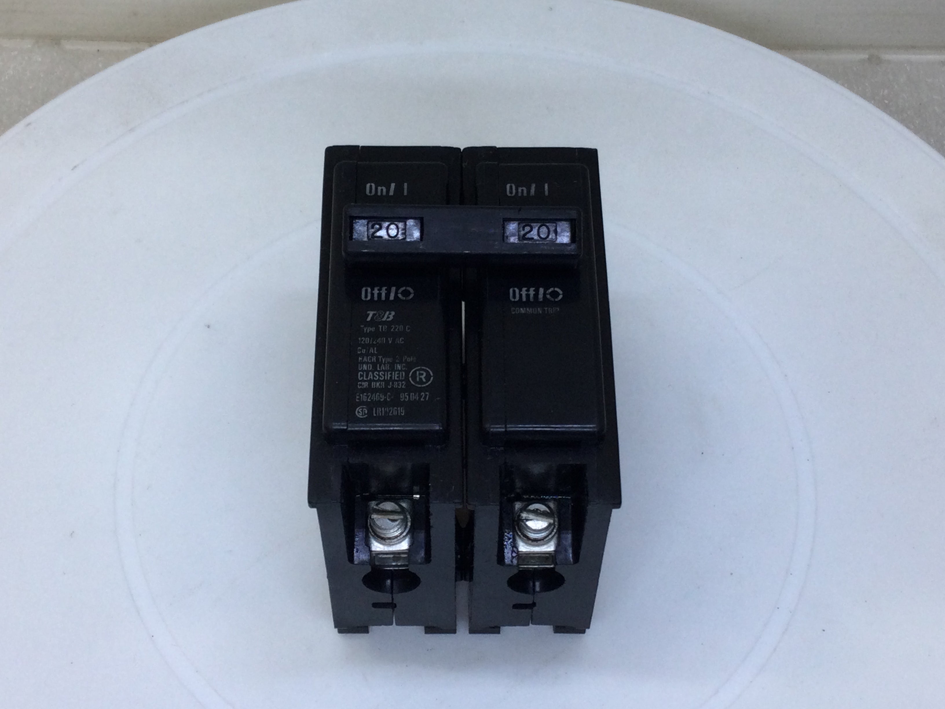 Thomas & Betts TB220C 20 Amp 2 Pole 120/240V Type TB Circuit Breaker