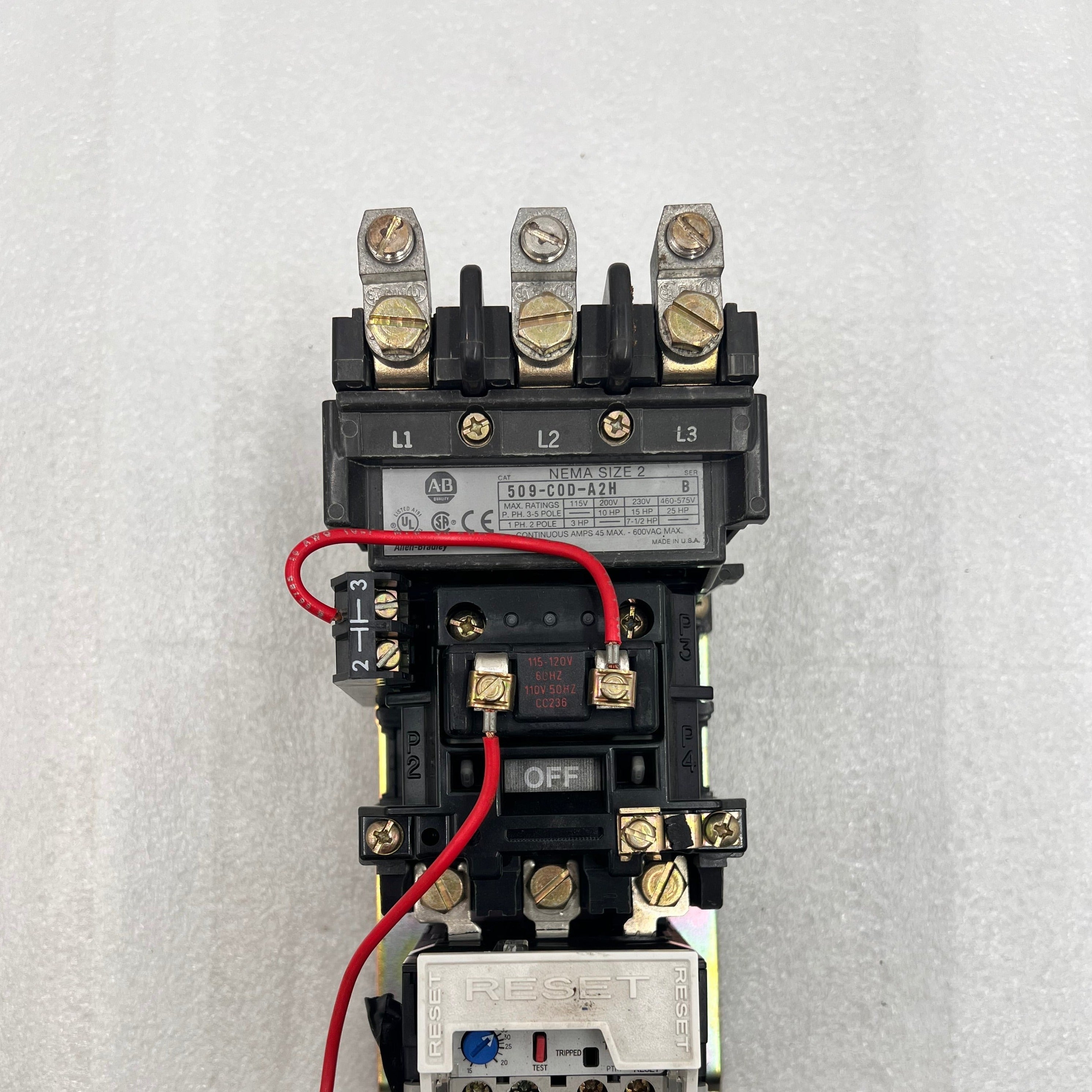 Allen Bradley 509-COD-A2H Size 2 Series B Motor Starter CC236 Relay