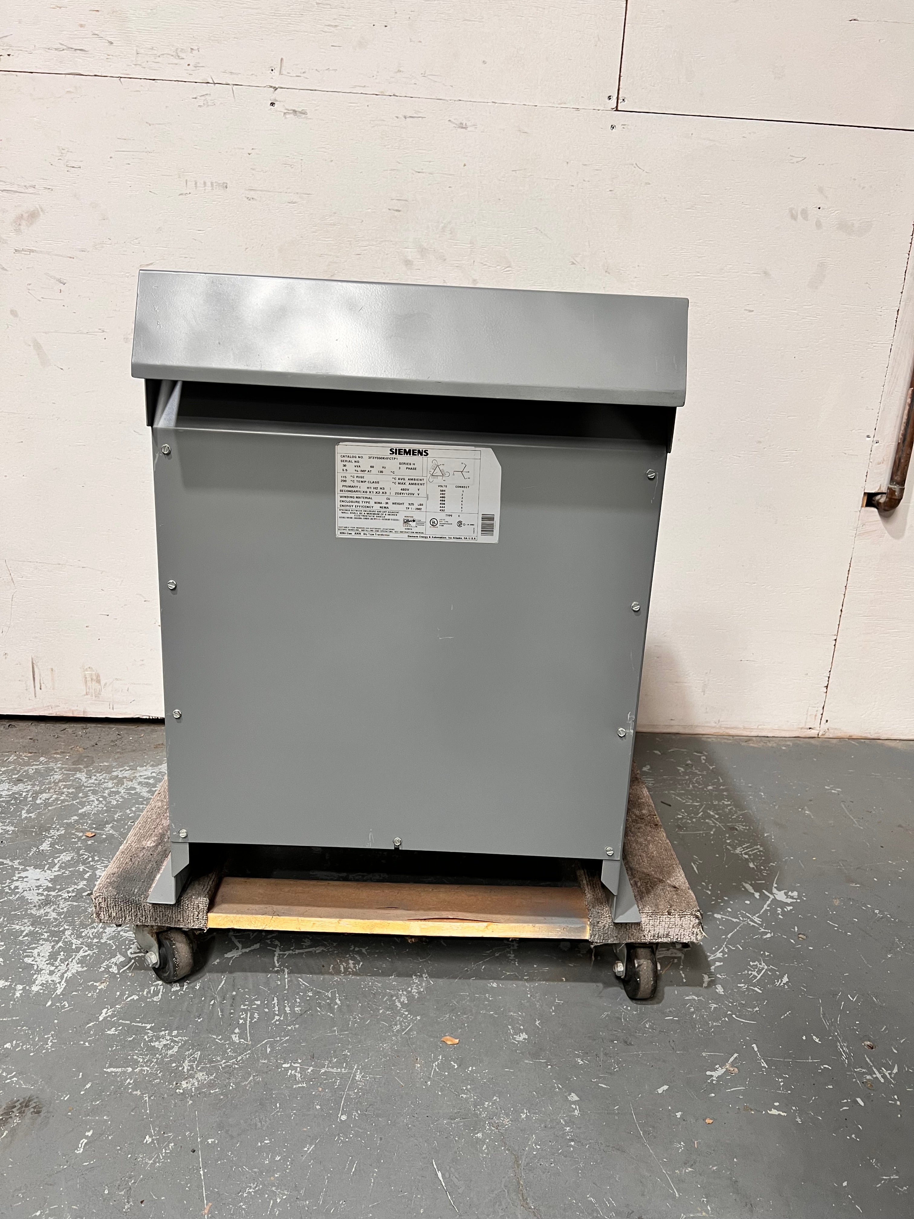 Siemens Dry Type Transformer 30Kva 60 Hz 3 Phase Pri: 480v Sec: 208y/1