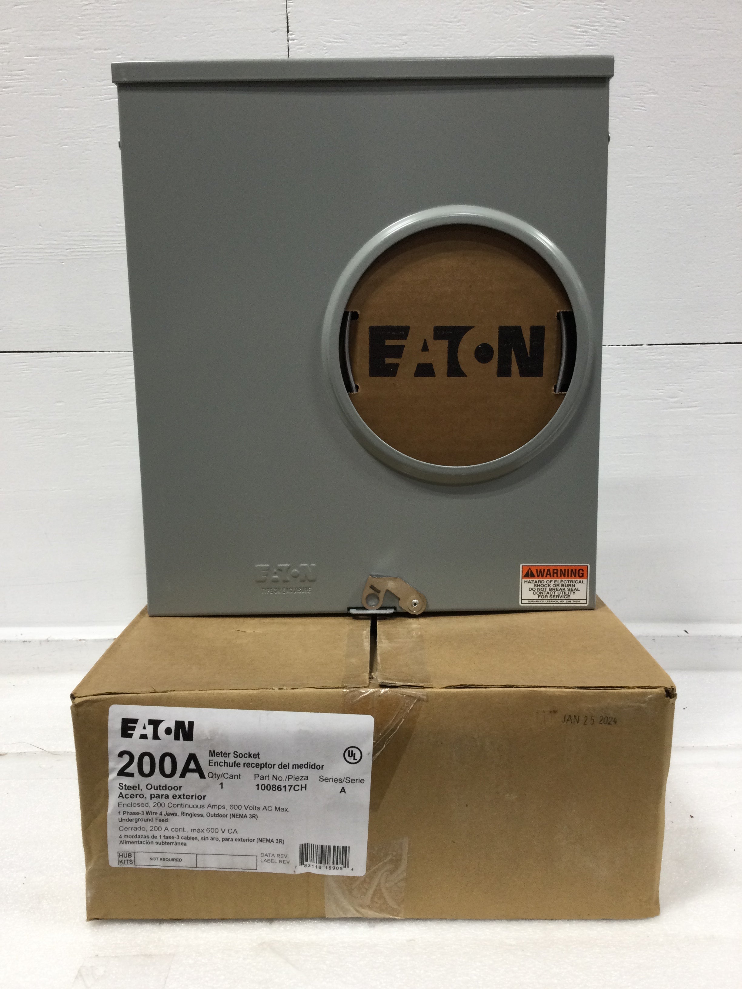 Eaton Meter Socket Enclosure 1008617CH 200 Amp 1 Phase 3 Wire 4 Jaw Ri