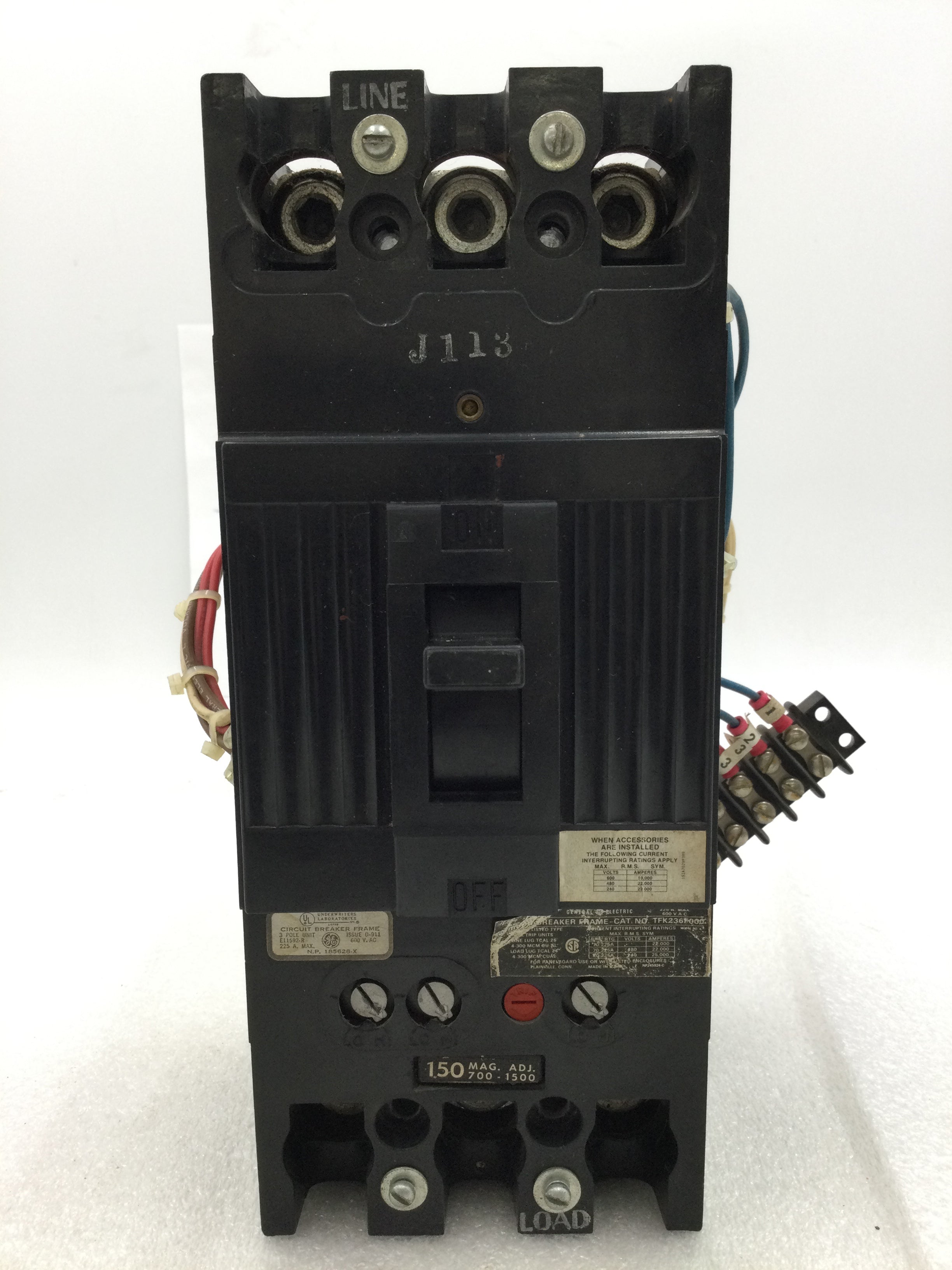 GE General Electric TFK236F000 3 Pole 225 Amp 600V 150 Mag Adj 700-150