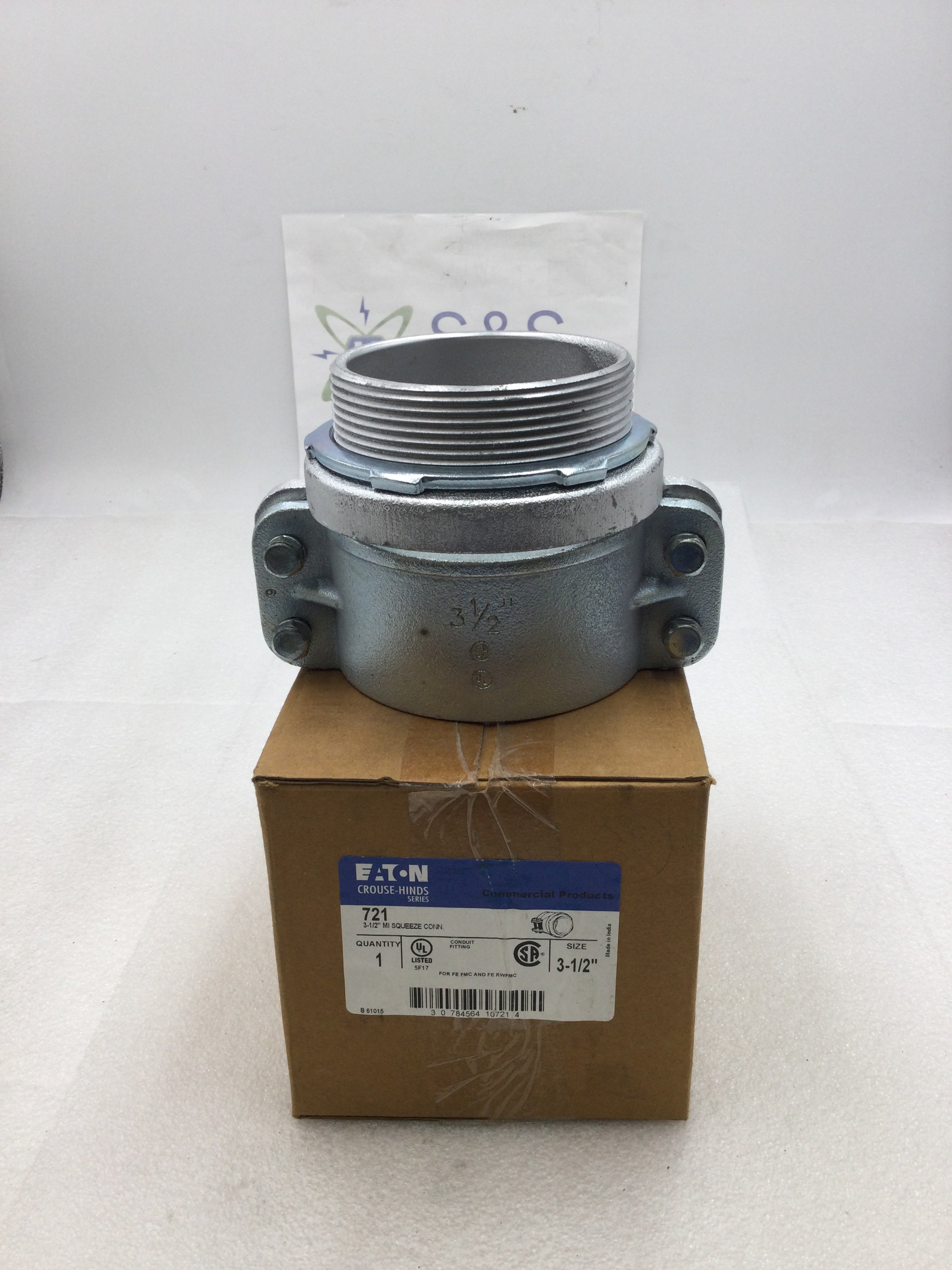 Eaton/Crouse-Hinds 721 3-1/2" Armored Flex Cable Connector Non-Insulat