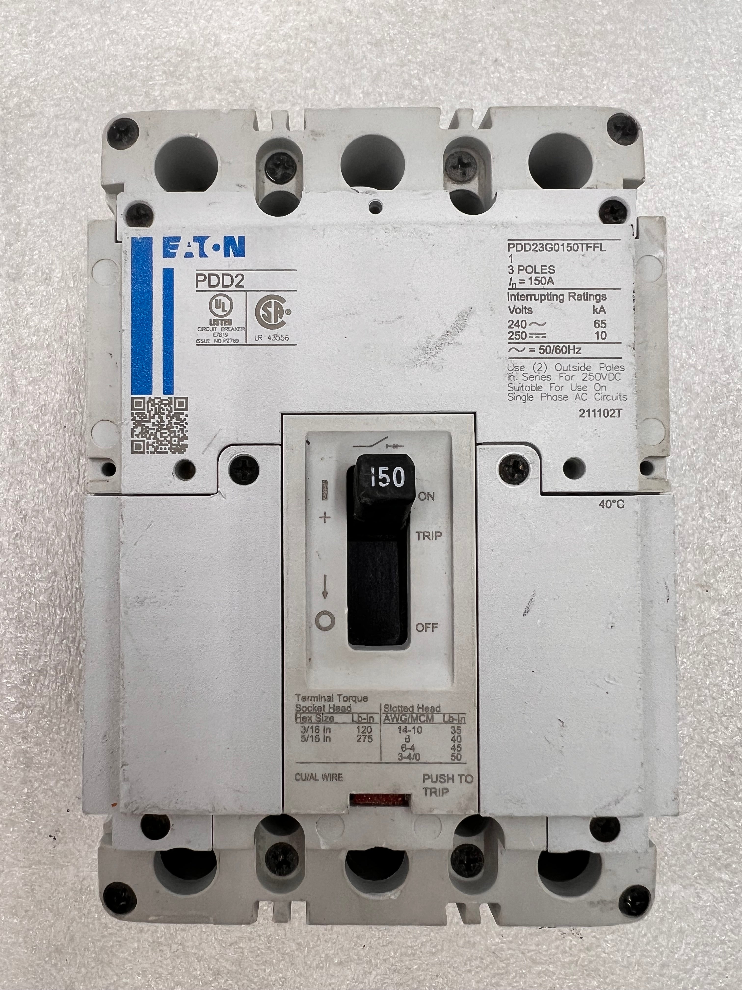 Eaton Cutler Hammer PDD23G0150TFFL 150 Amp 2 Pole Breaker PRL4 Panel S