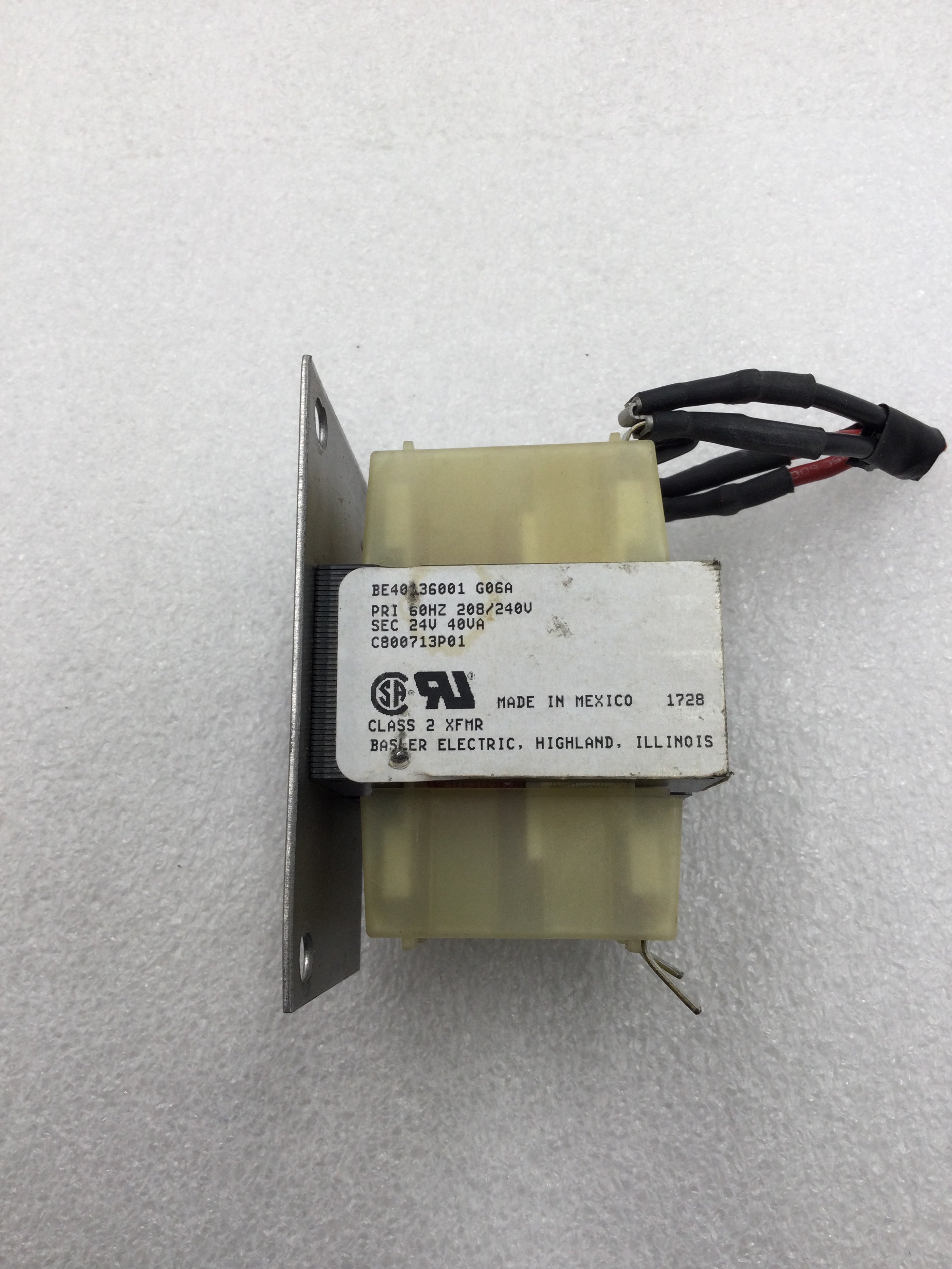 Basler Electric BE40136001G06A Transformer 208/240 VAC Primary 24 VAC
