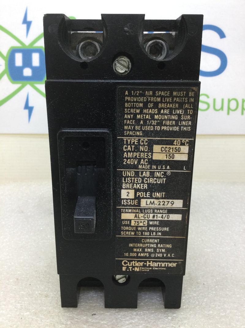 Cutler Hammer CC2150 Circuit Breaker 2 Pole 150 Amp 240v Eaton Type CC