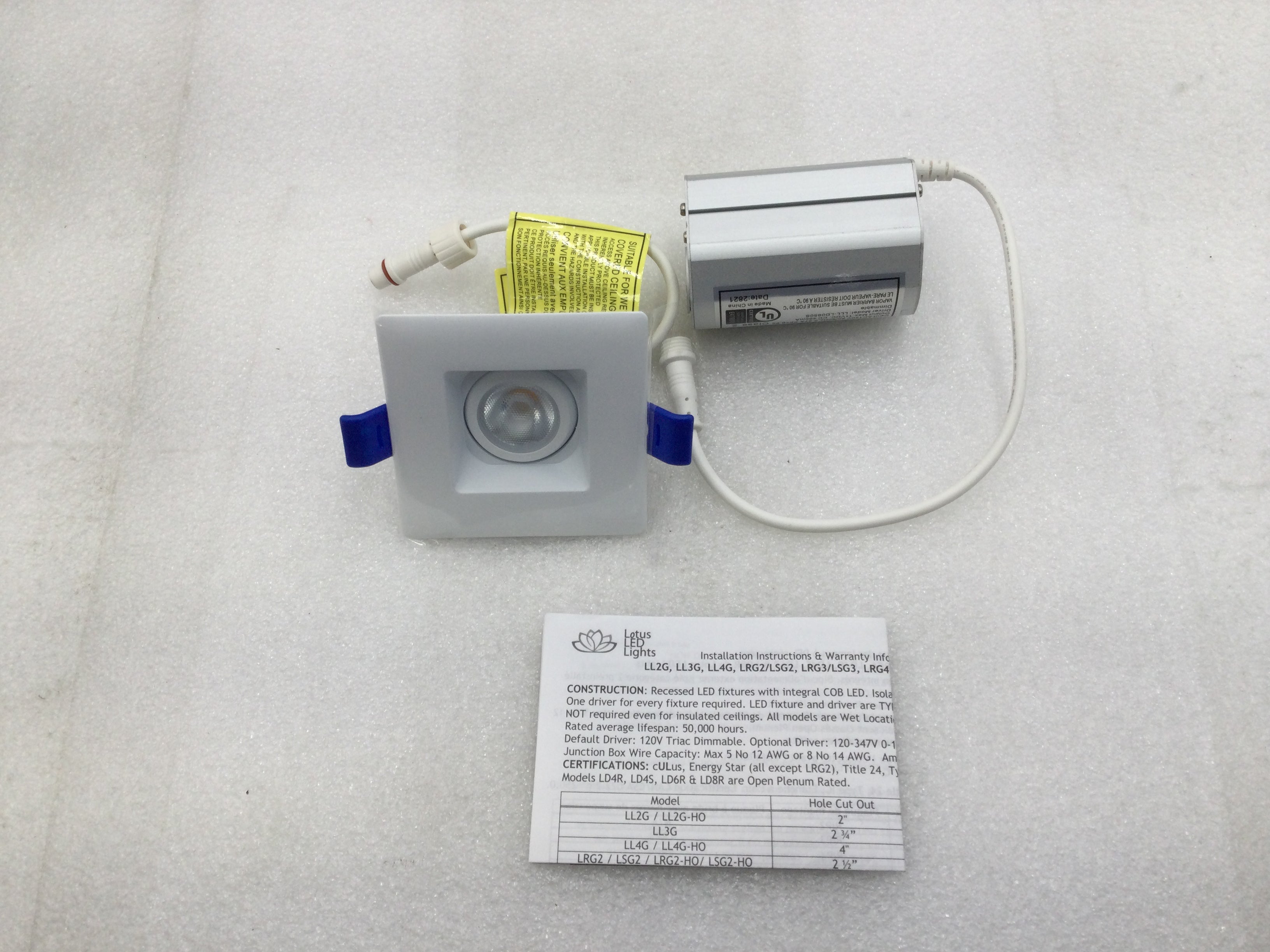 Lotus LED Lights LSG2-40K-WH 5 Watt 430 Lumens Regressed Gimbal LED Do