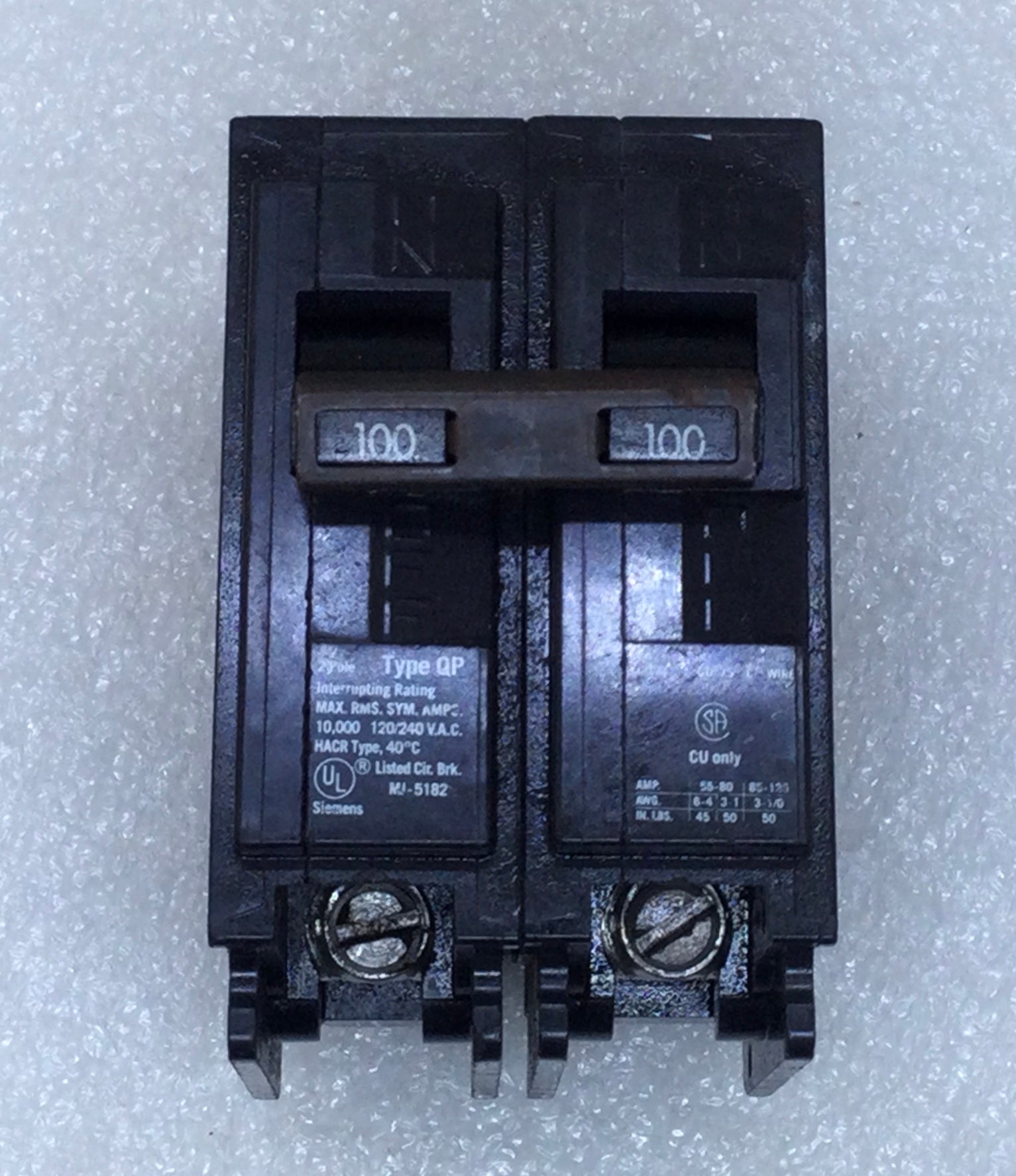 ITE/Siemens/Gould Q2100 100 Amp 2 Pole 240V Breaker -Flawed