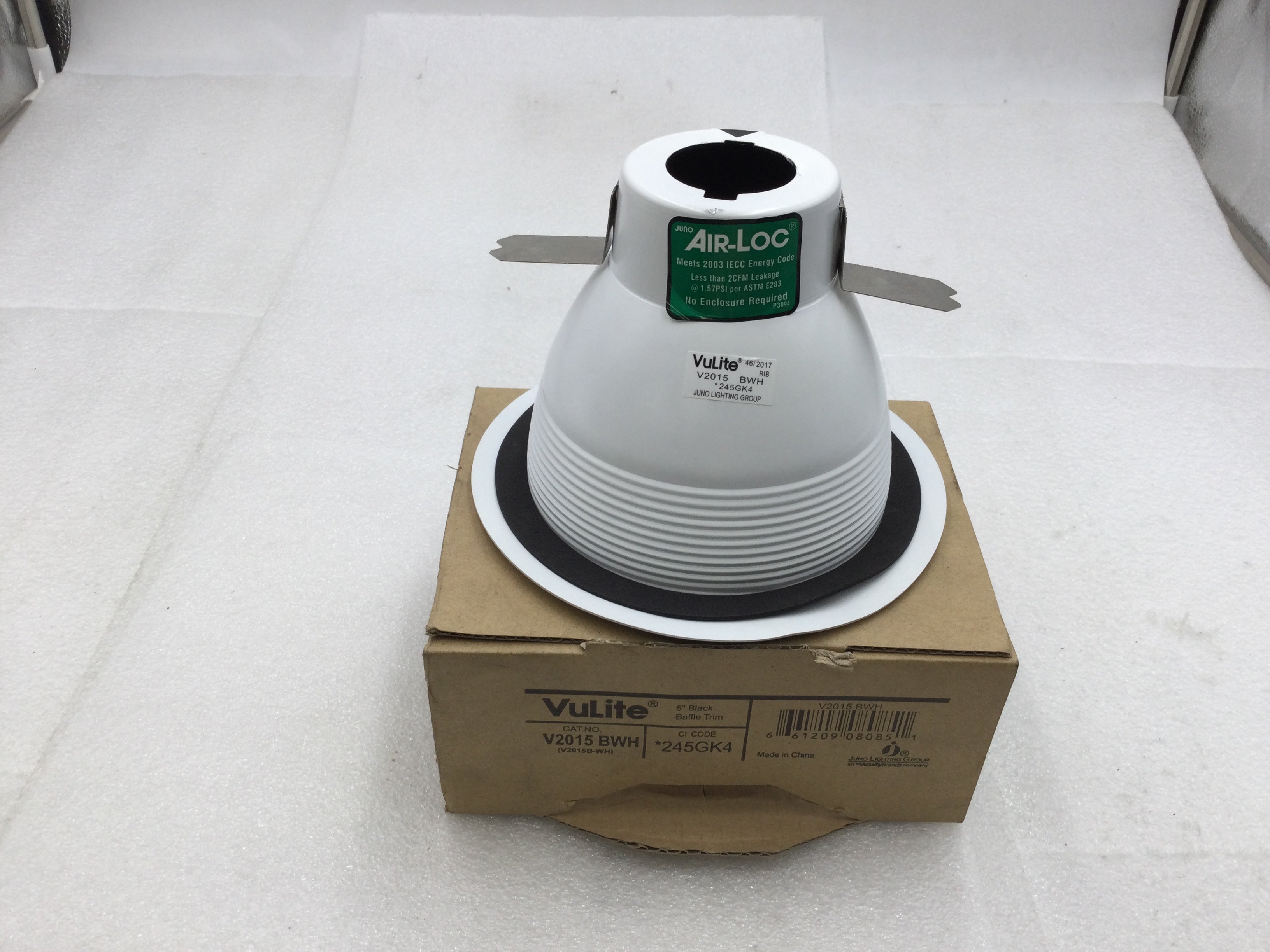Juno Lighting VuLite V2015B-WH 5" Economy Black Baffle Trim CI Code 24