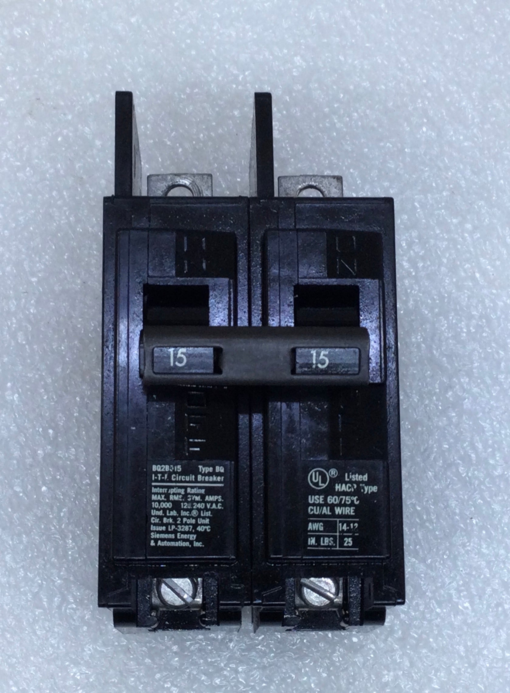 Siemens/ITE/Gould BQ2B015 15 Amp 2 Pole 120/240V Circuit Breaker