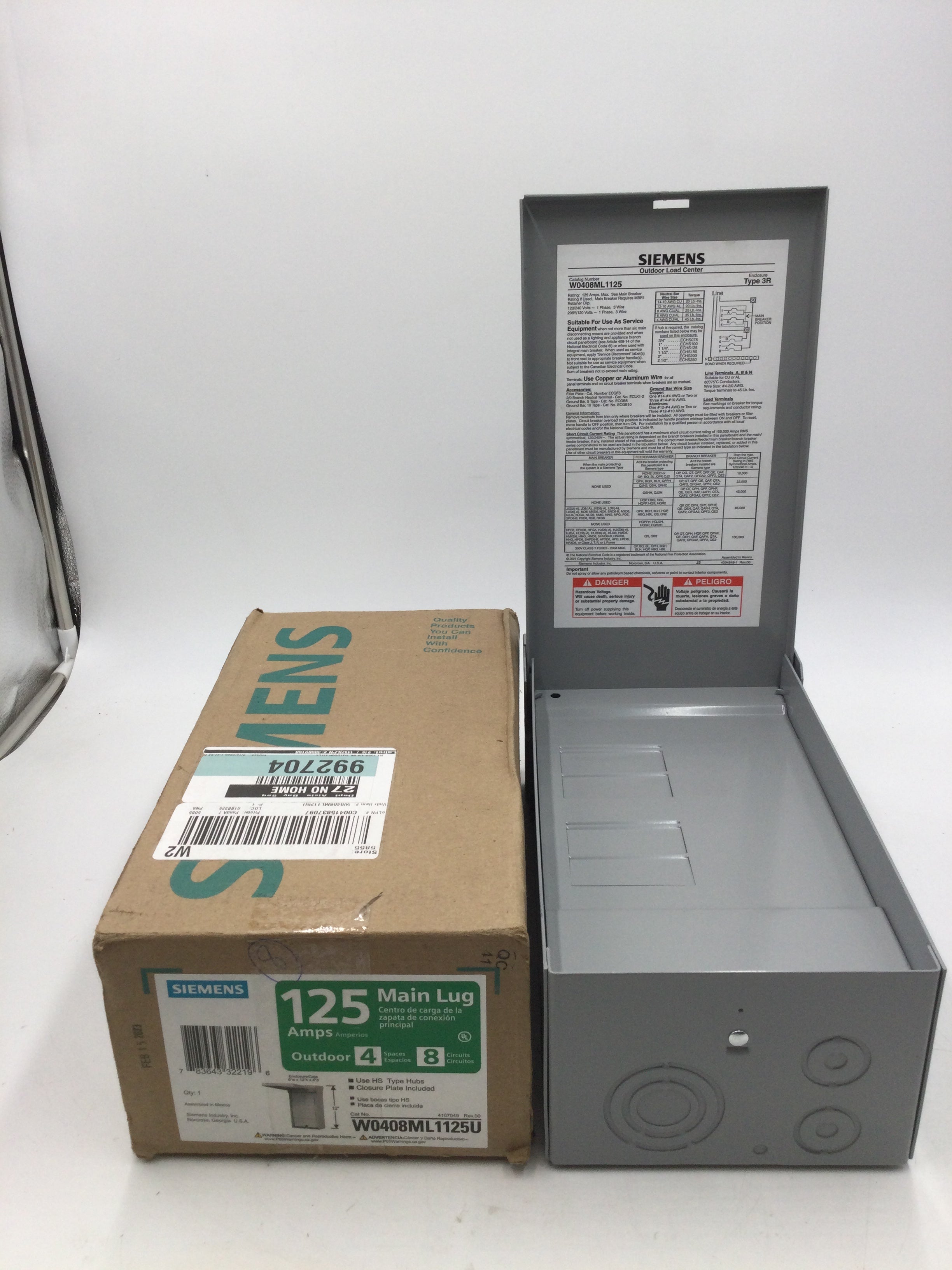 Siemens ITE W0408ML1125 4/8 Circuit 125A Single Phase 120/240VAC 1 Pha