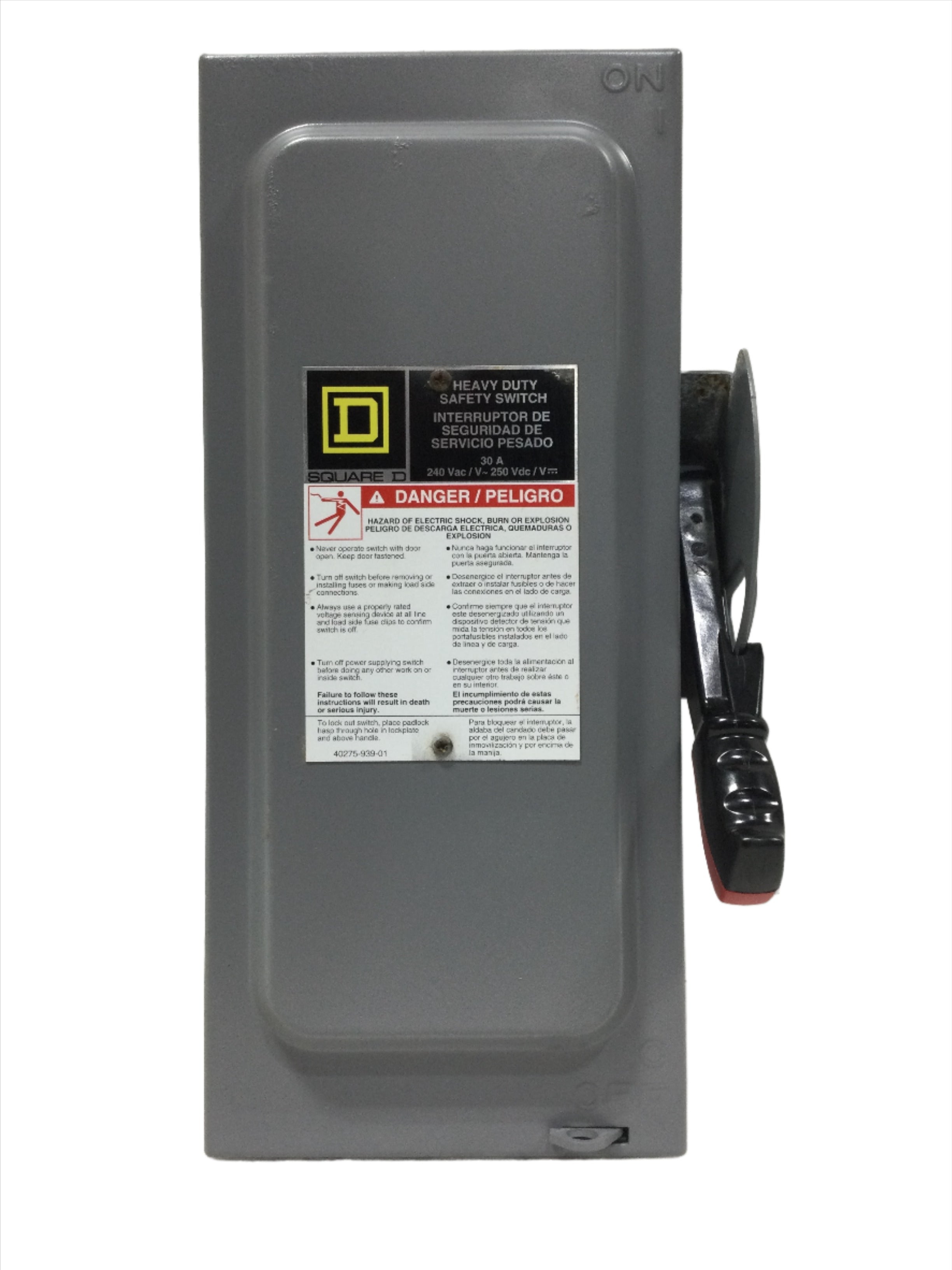 Square D H321N 30 Amp 240V Fusible Safety Switch Enclosure 14 1/2" x 7