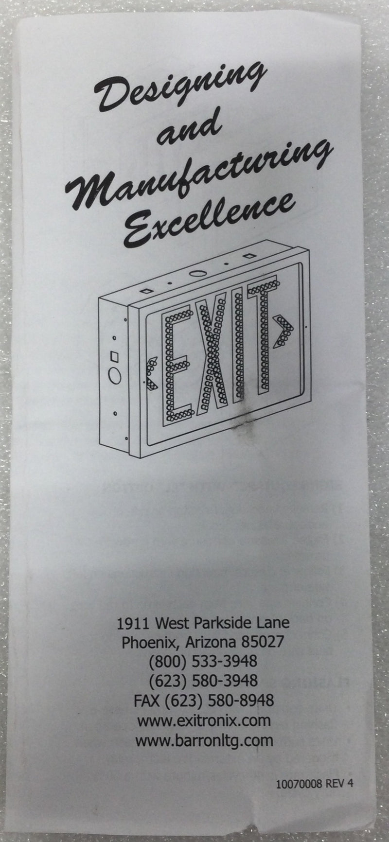 Exitronix 502-WB-WH-G1-DL-DR Exit Sign