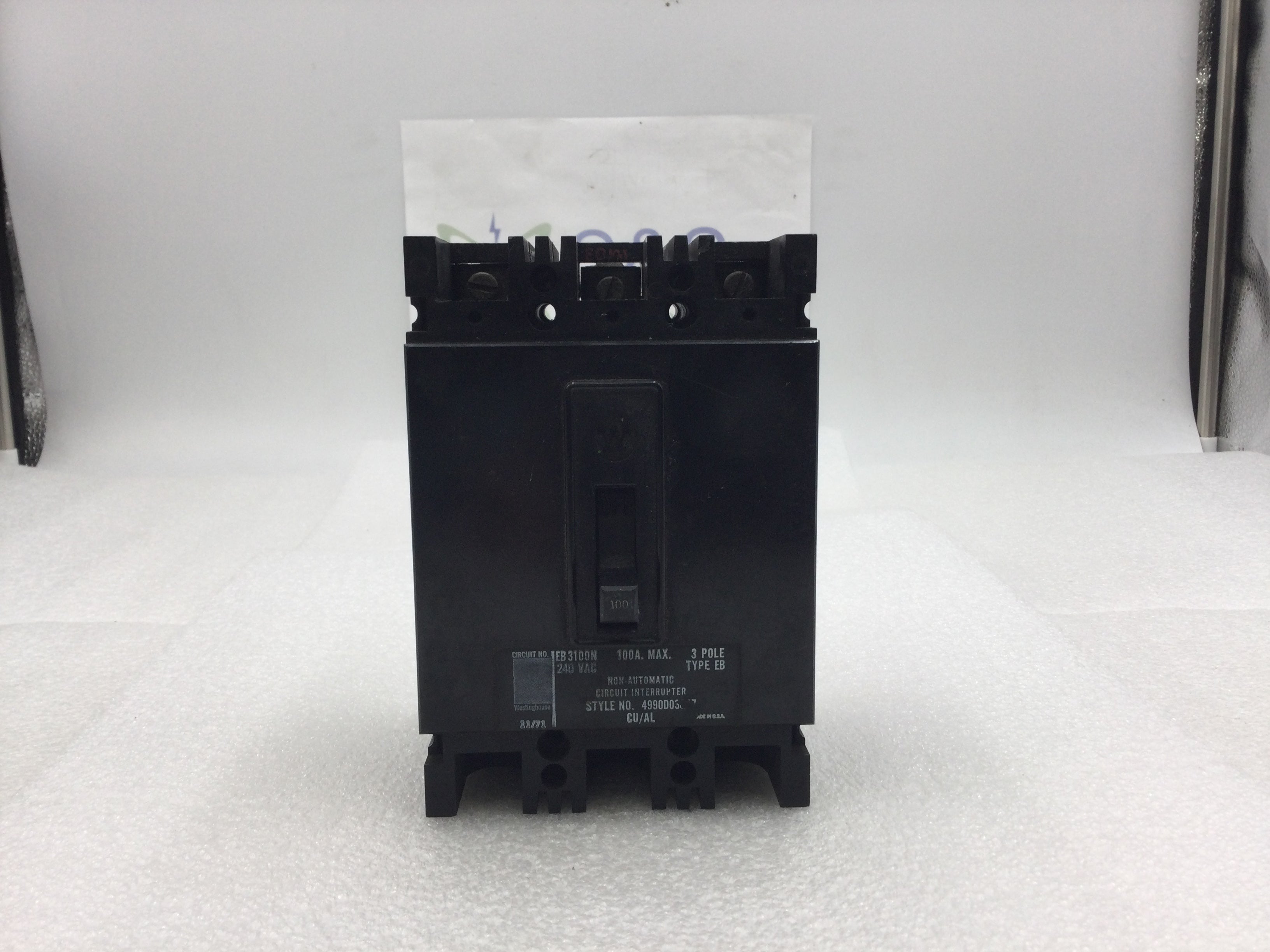 Westinghouse EB3100N 100 Amp 3 Pole 240 VAC AB Deion Type EB Circuit B
