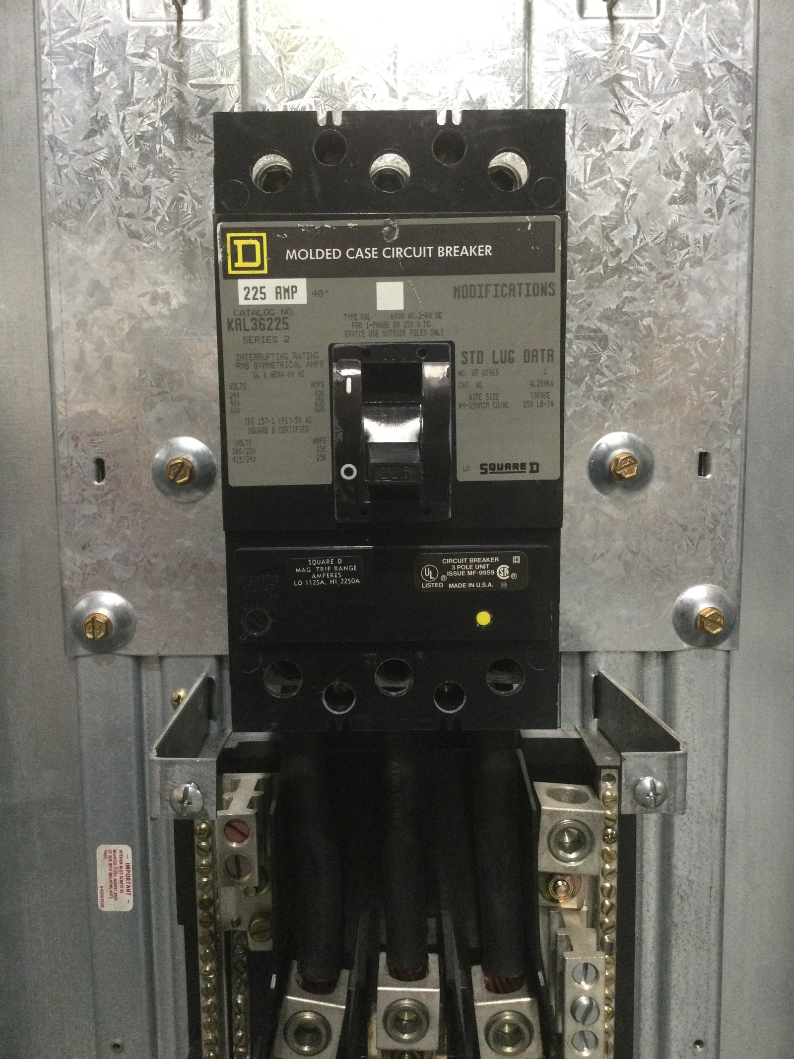 Square D NEHB-2MW 225 Amp 480Y/277 3 Phase 4 Wire NEHB-42441-2 Series