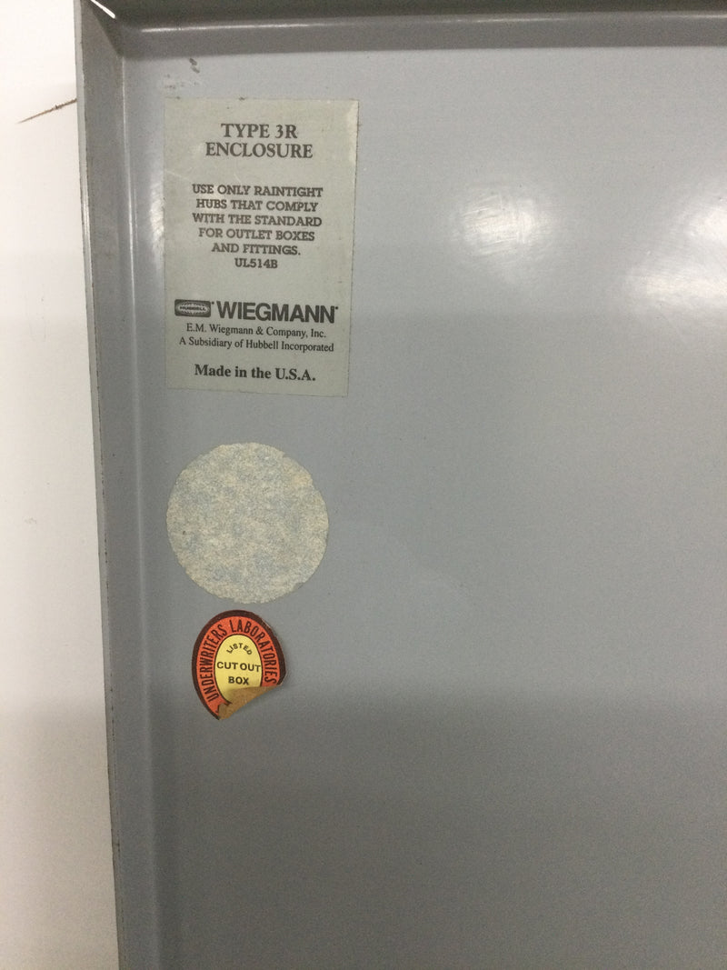 Wiegmann N1C121406WW Electrical Box Enclosure Nema 3R 12" x 14" x 6" w