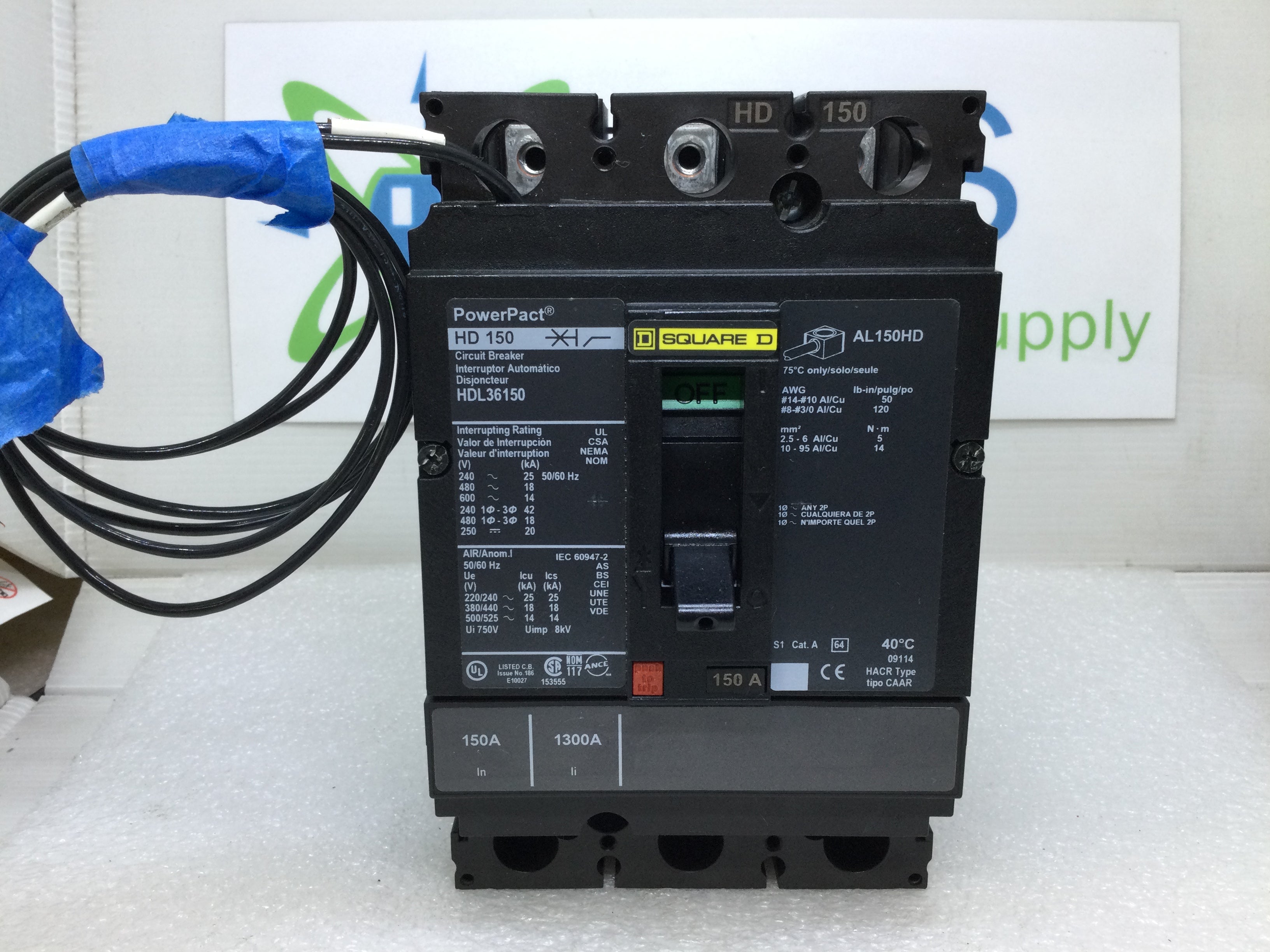 Square D HDL36150 150 Amp 3 Pole PowerPact Circuit Breaker