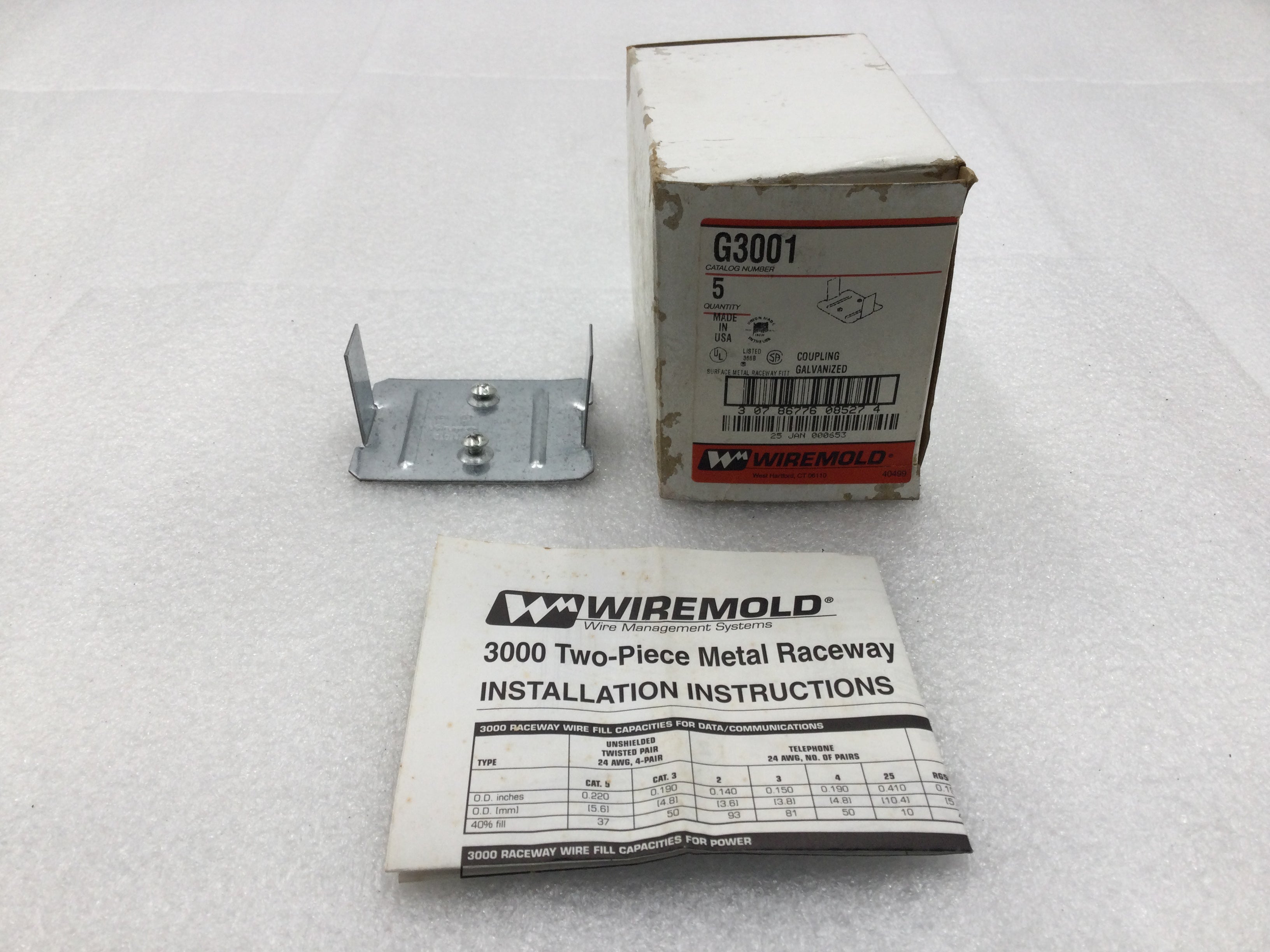 Wiremold G3001 3000 Series Galvanized Steel Raceway Coupling - Lot of