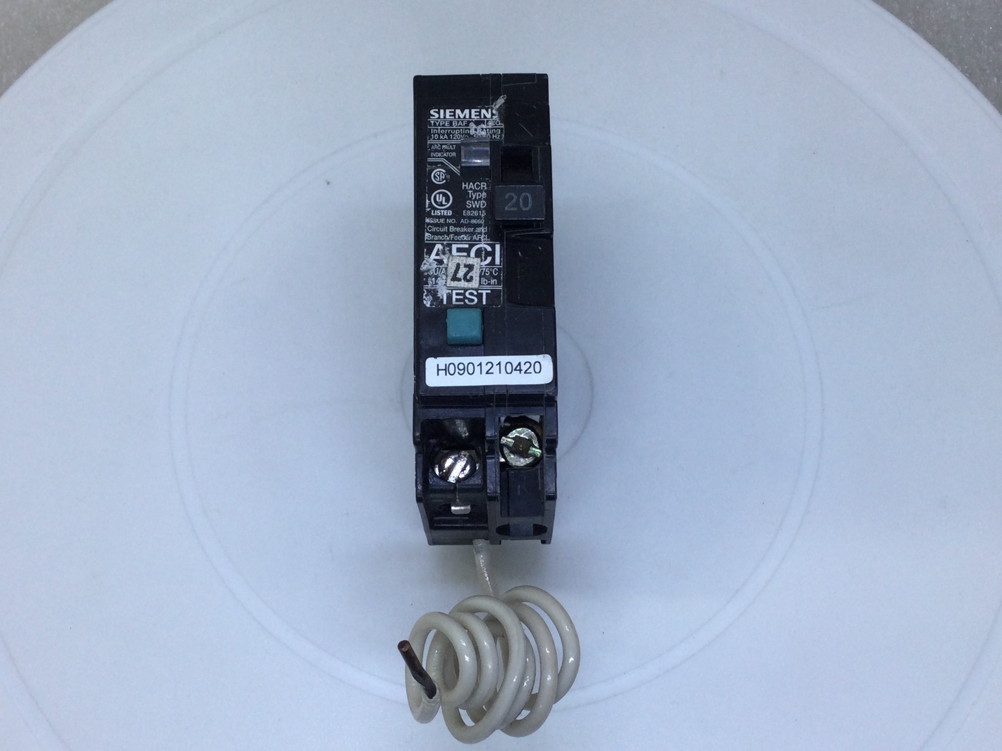 Siemens B120AF 20 Amp Single Pole Bolt on Type BAF AFCI Circuit Breake