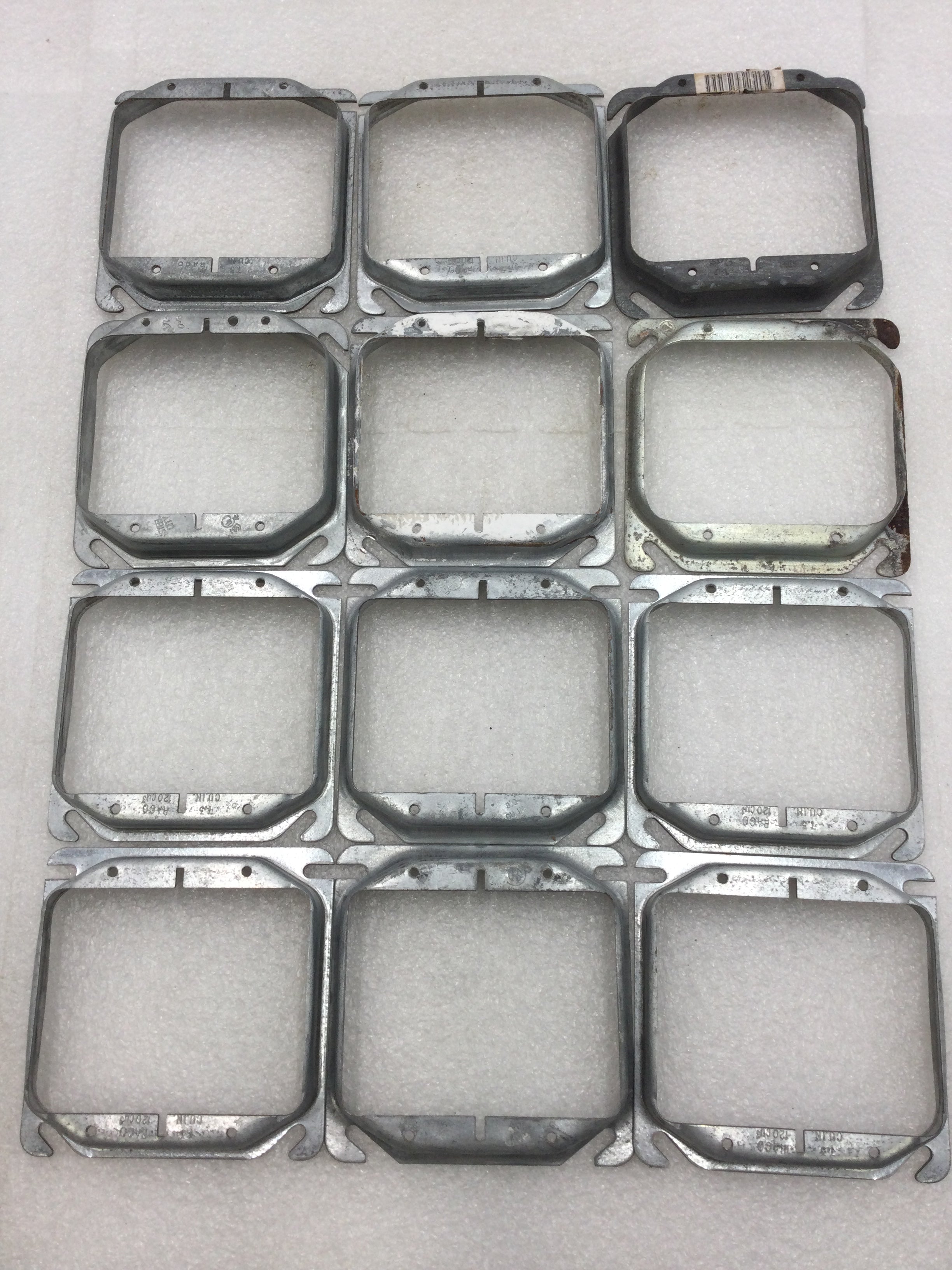 Lot of 12 Mixed Brands 5/8" Raised 4" Square Double Gang Mud Ring