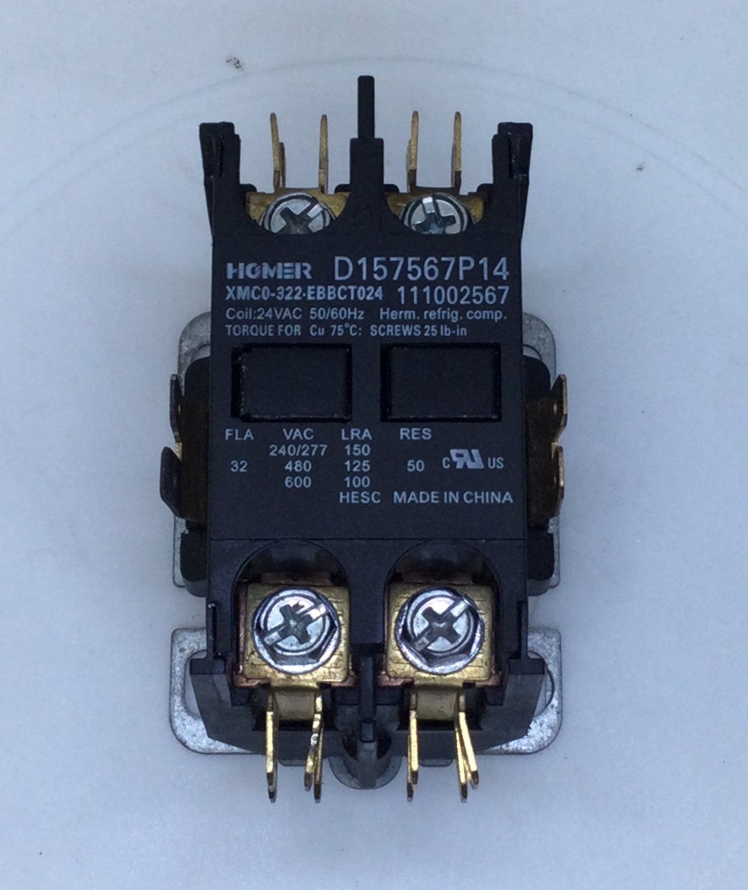 Homer D157567P14 32 Amp 2 Pole 600V 60Hz Contactor Coil