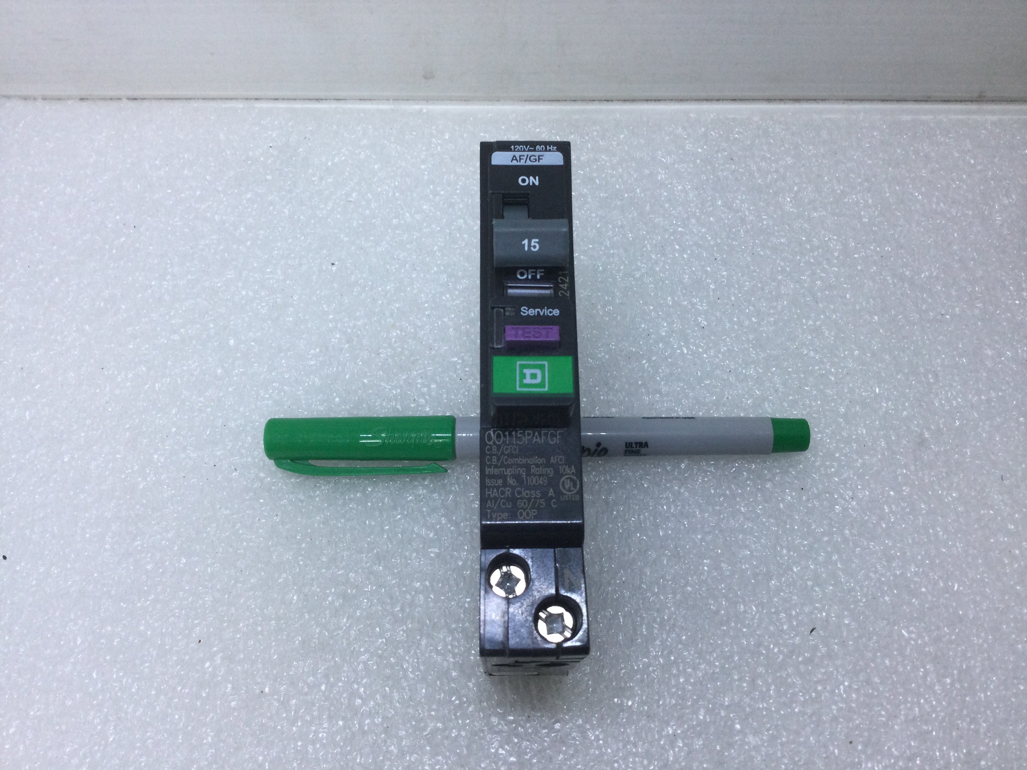 Square D QO115PAFGF 15 Amp 1 Pole 120V Combination AFCI Type QO Circui