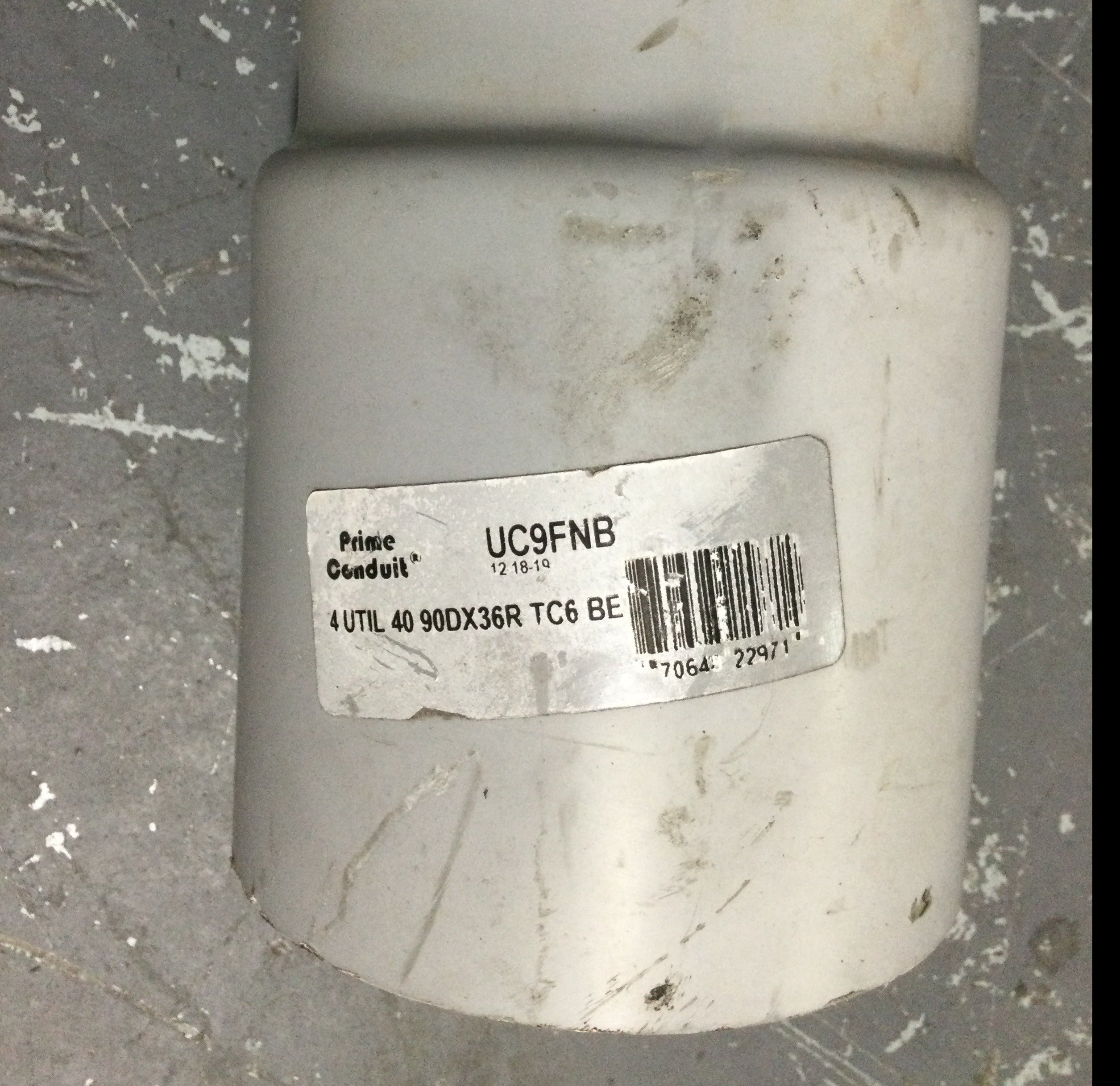 Prime Conduit UC9FNB 4" UTIL Schedule 40 90DX36R TC6 BE 90 Degree PVC